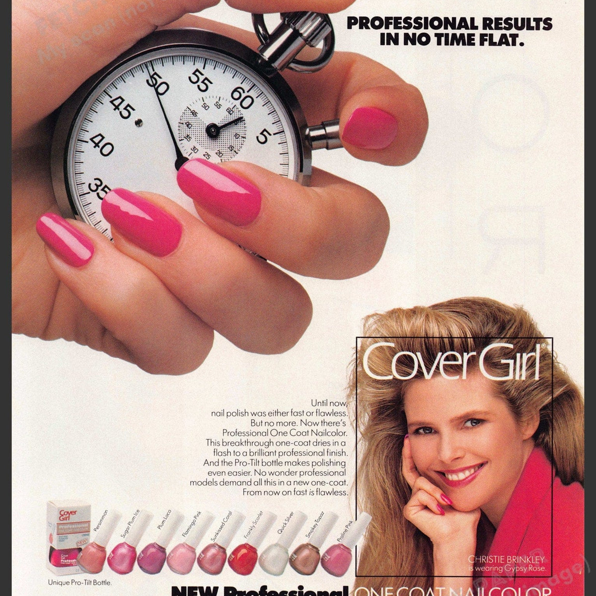 Cover Girl 1980s Print Advertisement Ad 1989 Christie Brinkley Nailcol ...