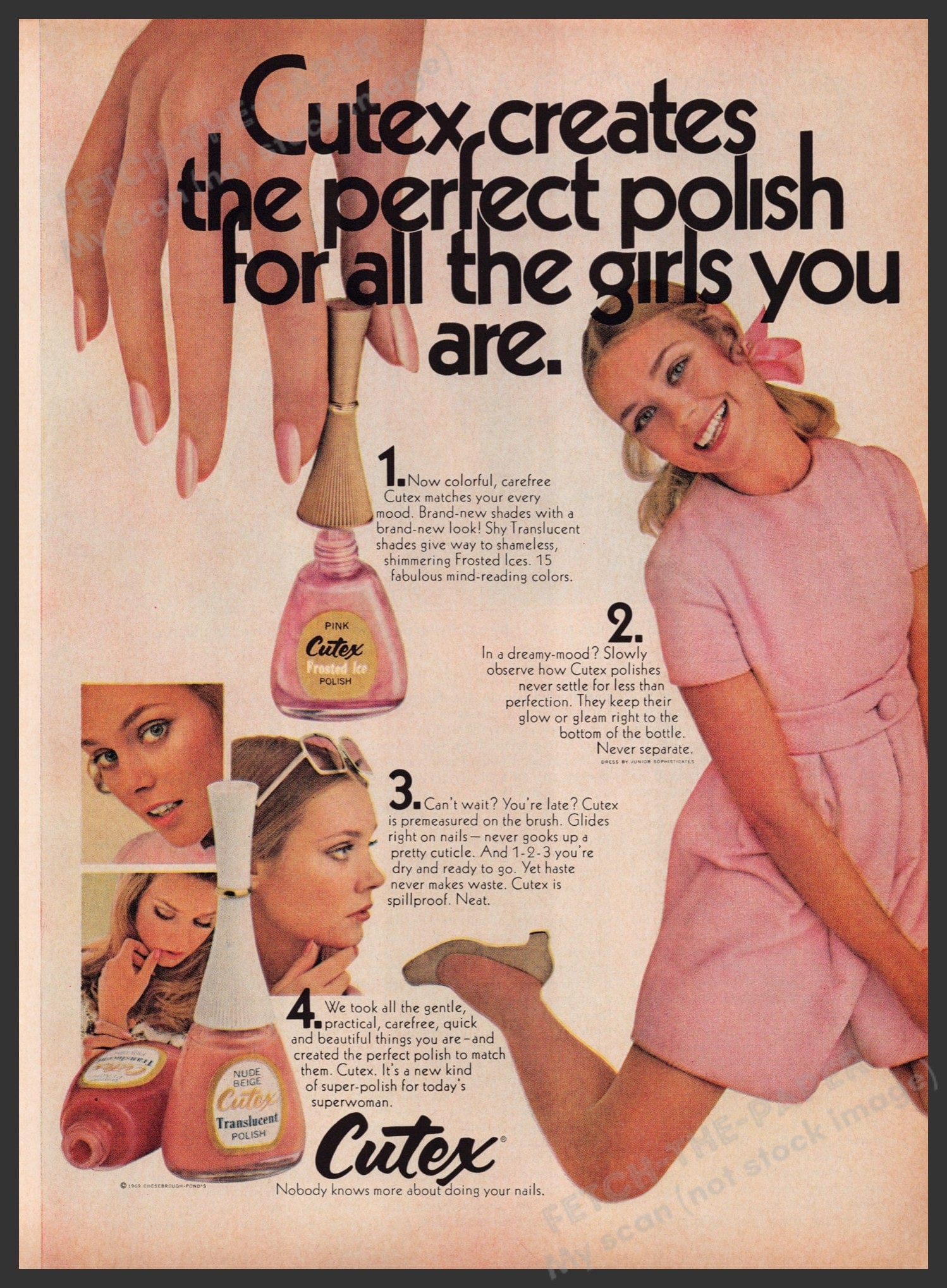 Cutex Nail Polish 1960s Print Advertisement Ad 1969 Legs Kicking Happy ...