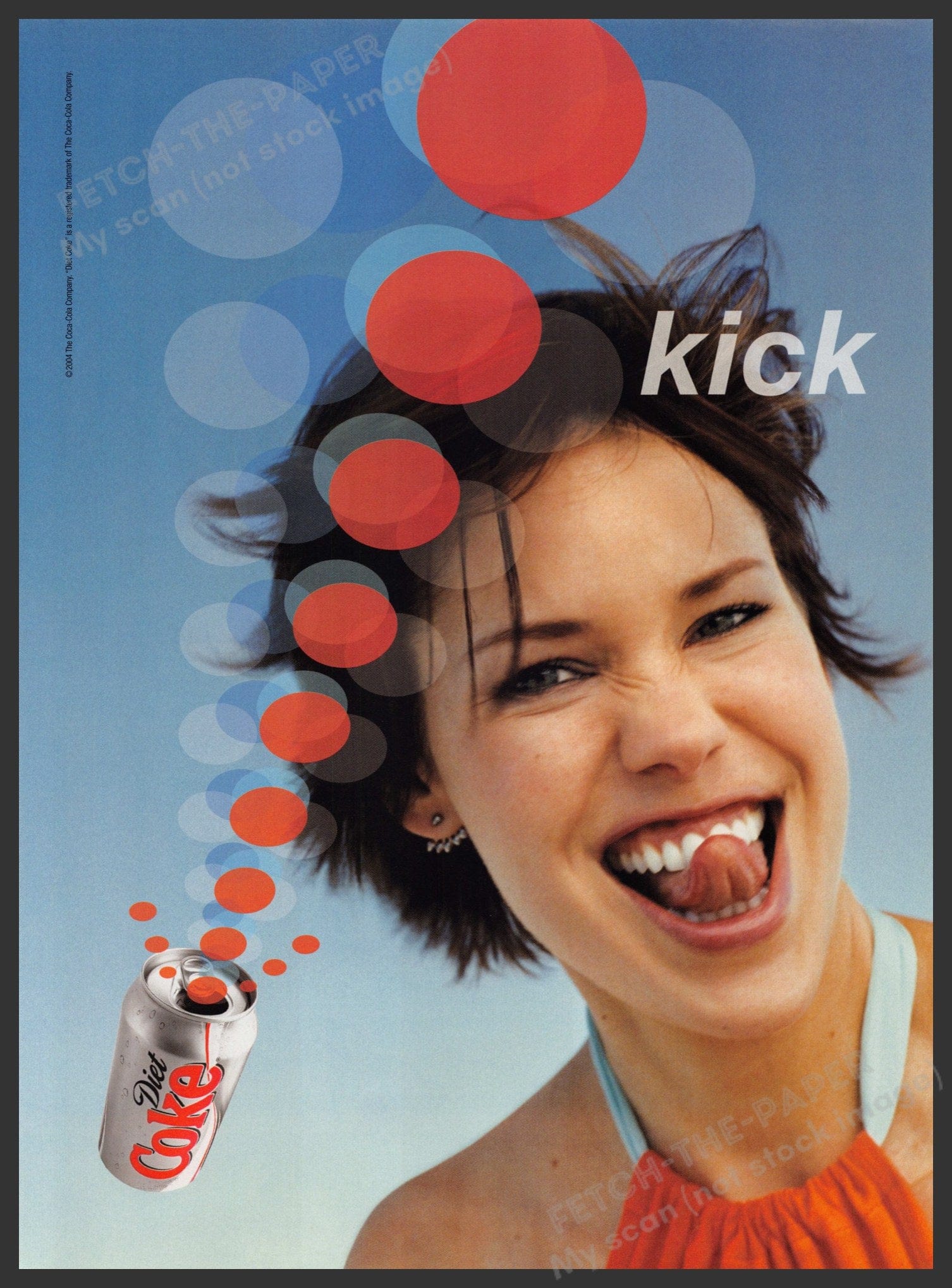 Diet Coke Kick 2000s Print Advertisement 2004 Laughing Tongue Sticking ...