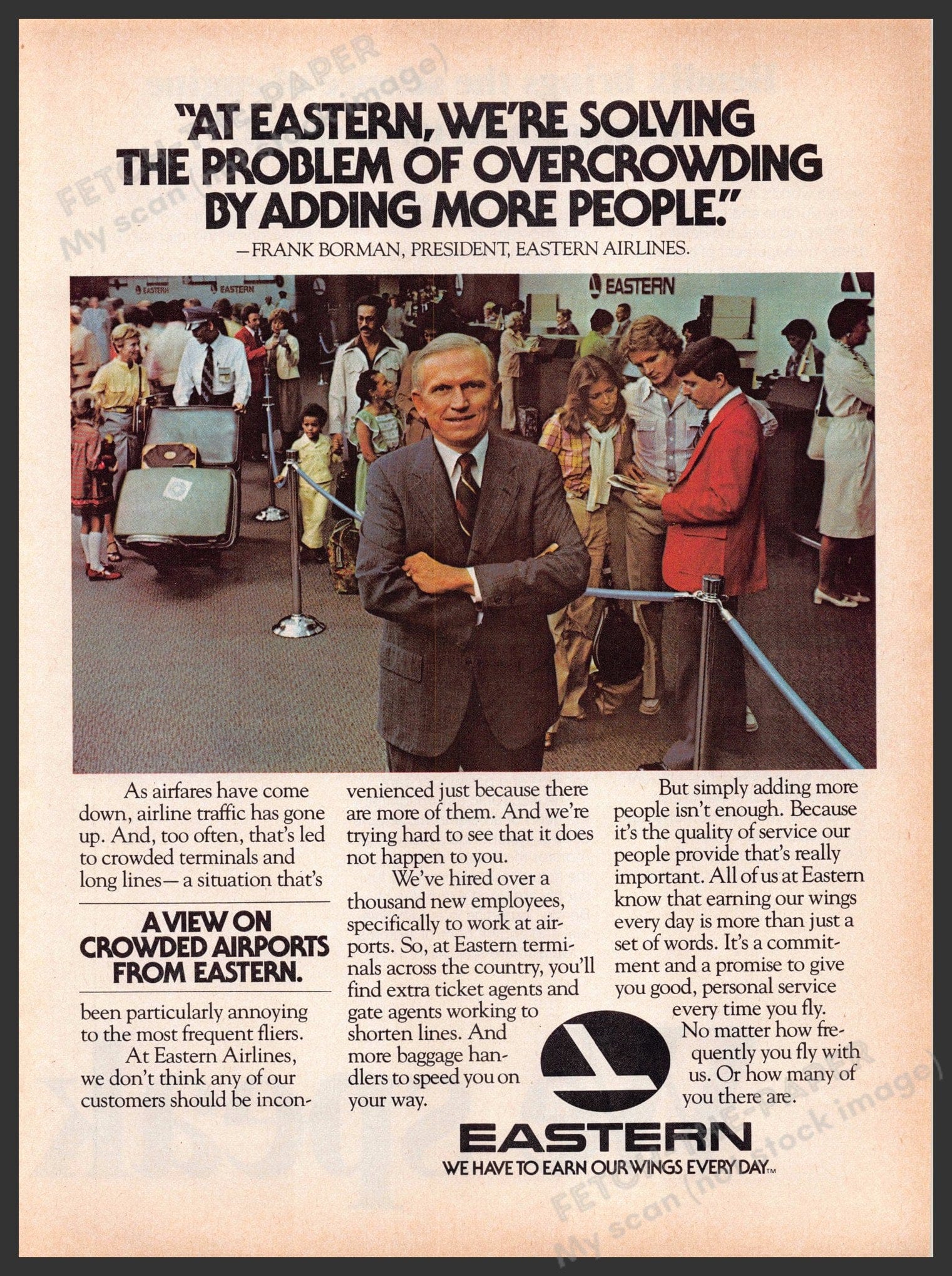 Eastern Airlines 1970s Print Advertisement 1979 Overcrowding Airports ...