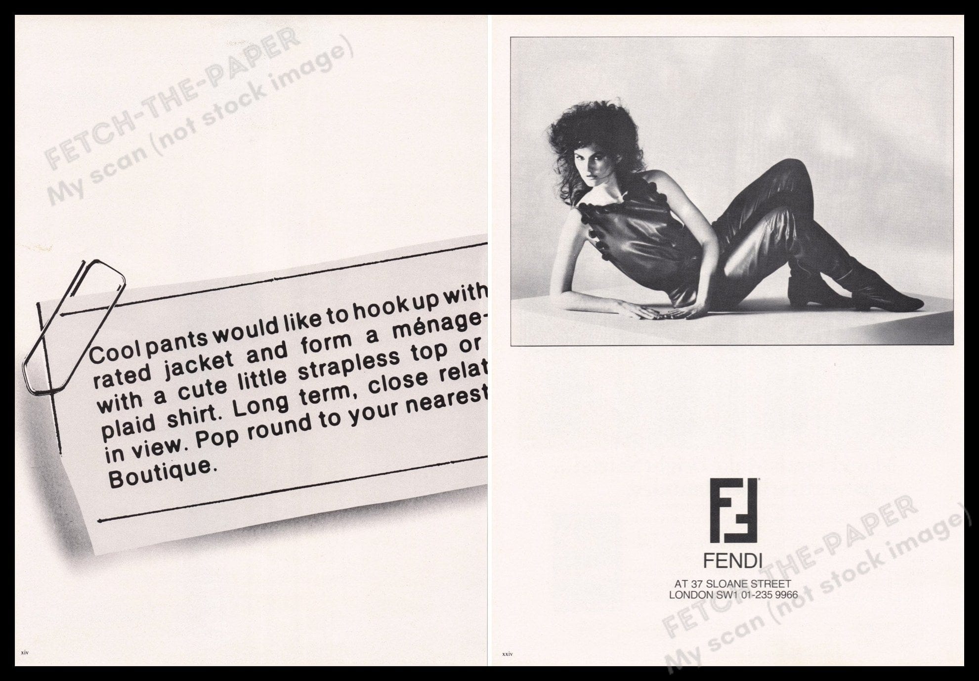 Fendi Clothing 1980s Print Advertisement (2 pages) 1982 Want Ads Sexy ...