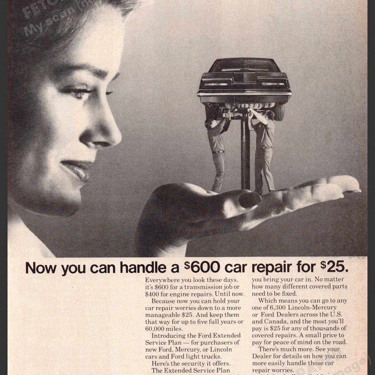 Ford 1980s Print Advertisement 1983 Car Repair Men Lift Mechanics Hand ...