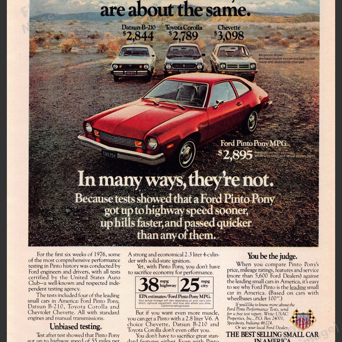 Vintage 1976 Ford Pinto Print Ad - Classic Car Memorabilia — Fetch-the ...