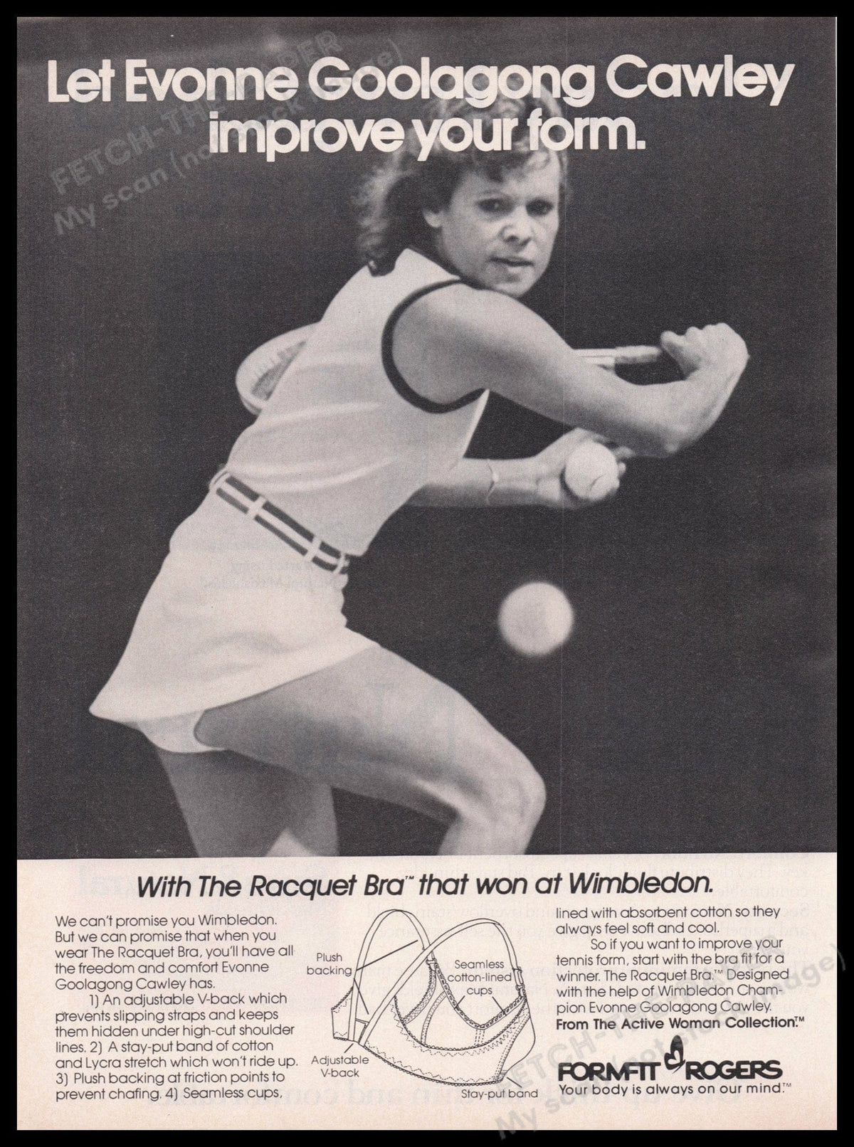 Formfit Rogers Bra 1980s Print Advertisement Ad 1980 Evonne Goolagong ...
