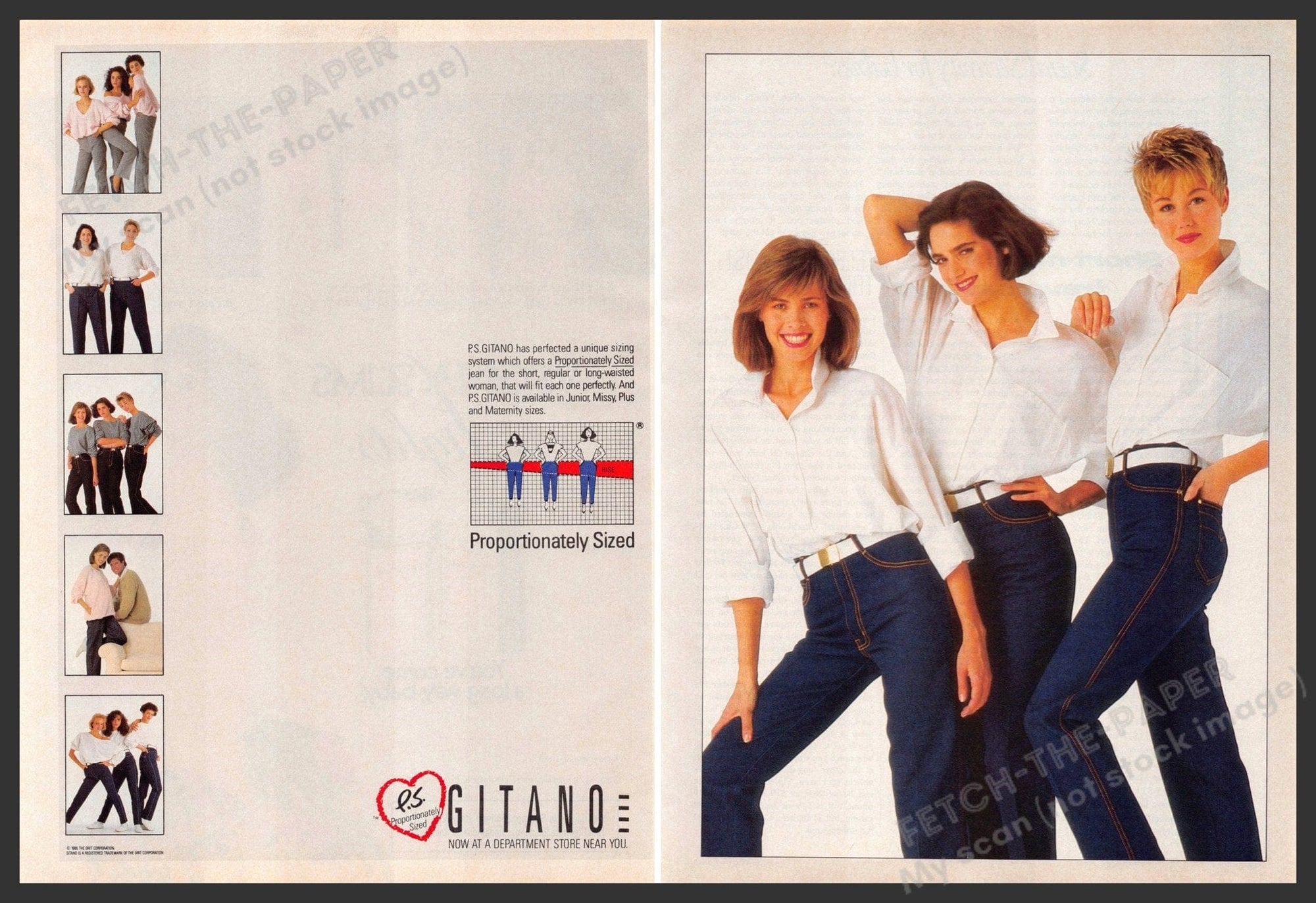 Gitano 1980s Print Advertisement (2 page) 1985 Jeans 3 Female Models ...