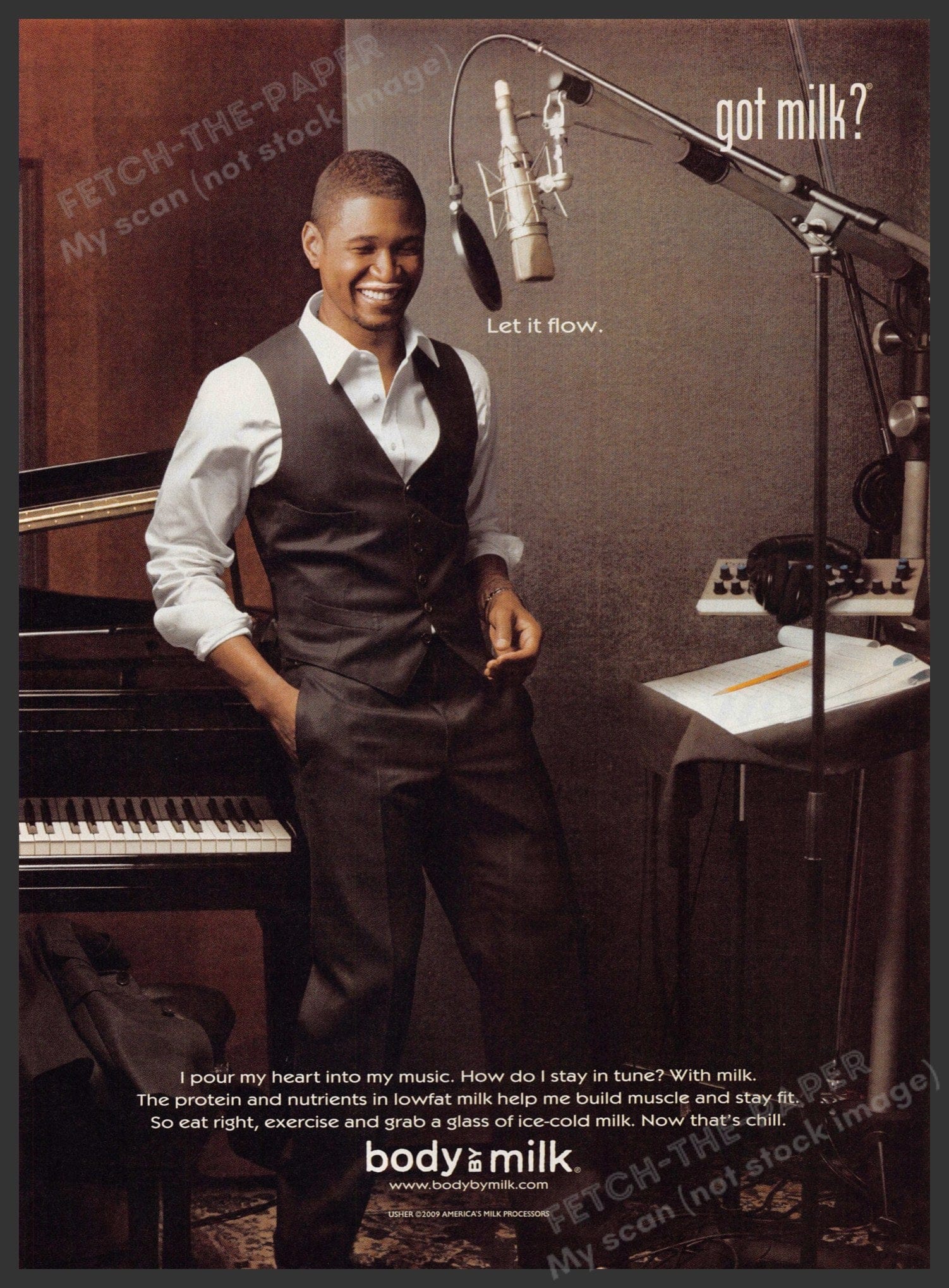 Got Milk? Usher 2000s Print Advertisement Ad 2009 Singer "Body by milk ...