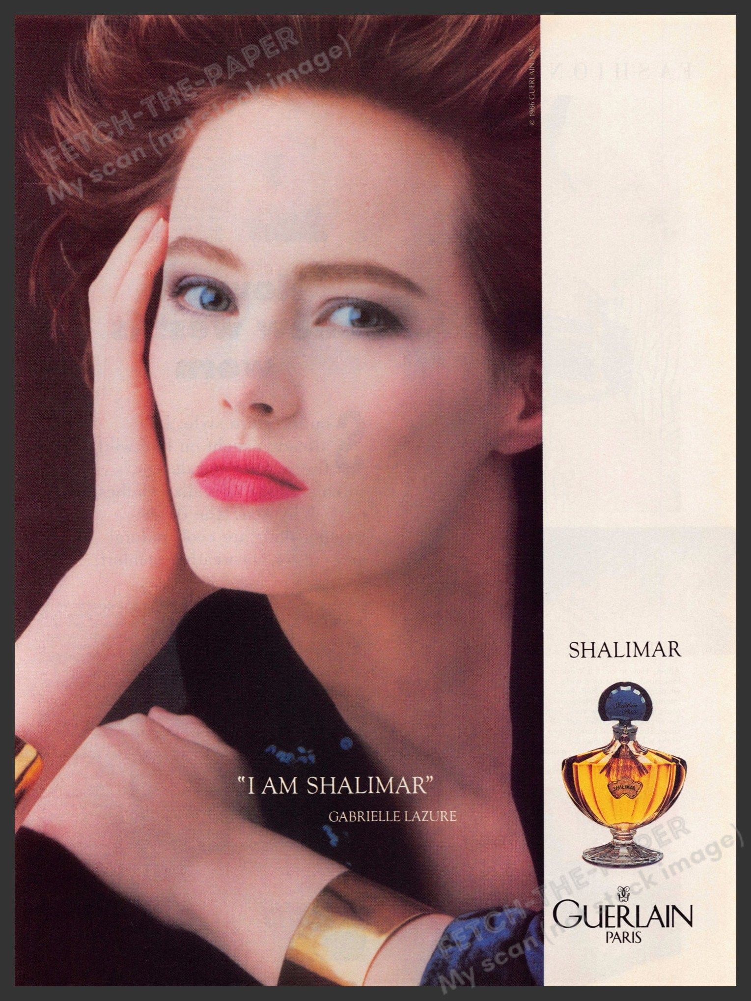 Guerlain Shalimar 1980s Magazine Print Advertisement 1988 Gabrielle La ...