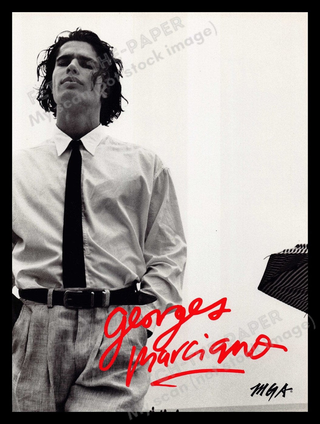 Guess Cameron Alborzian Carrie Otis 1980s Print Ad 1989 Front / Back U ...