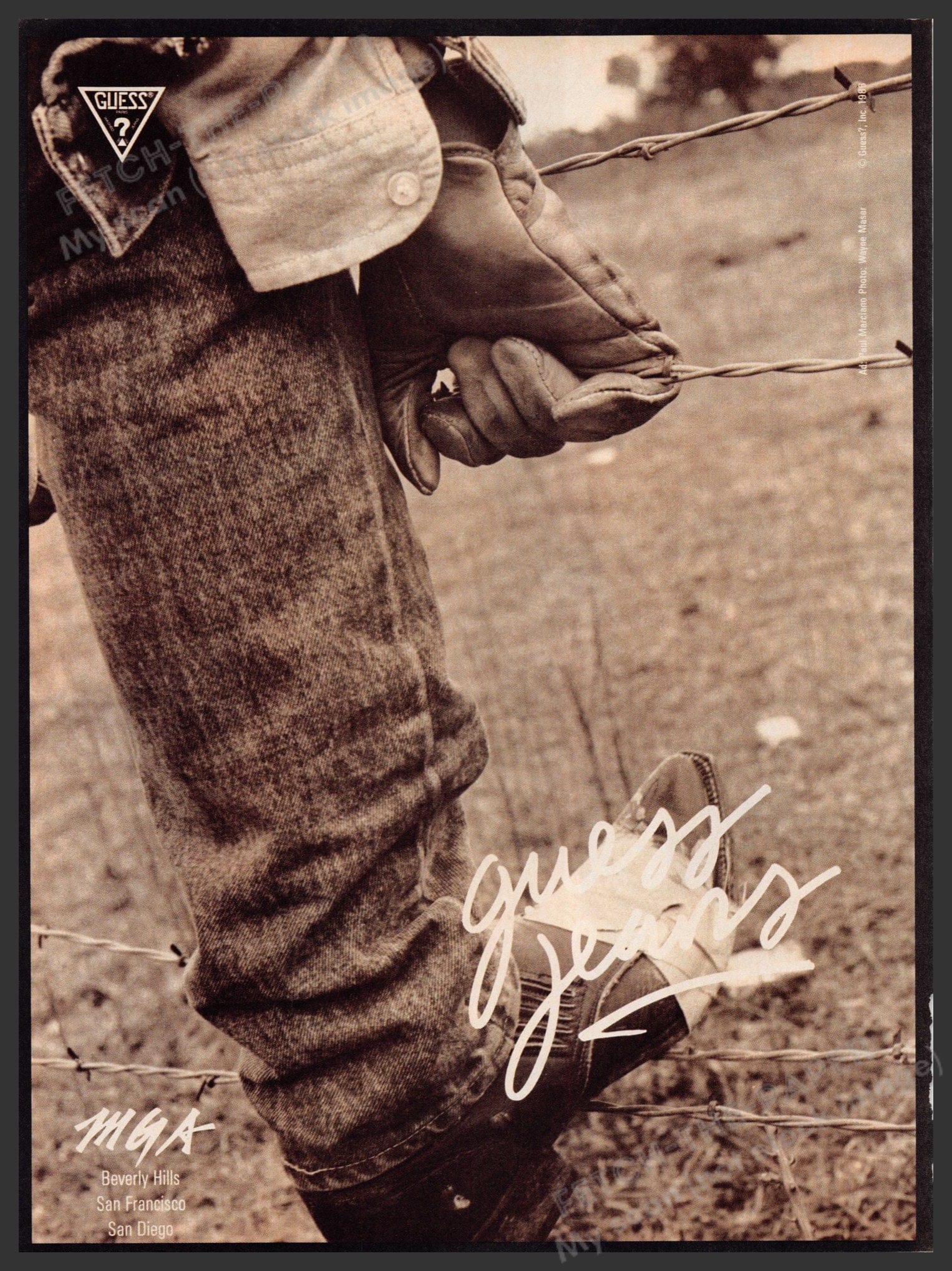 Guess Jeans 1980s Print Advertisement 1986 Cowboy Barbed Wire Fencing ...
