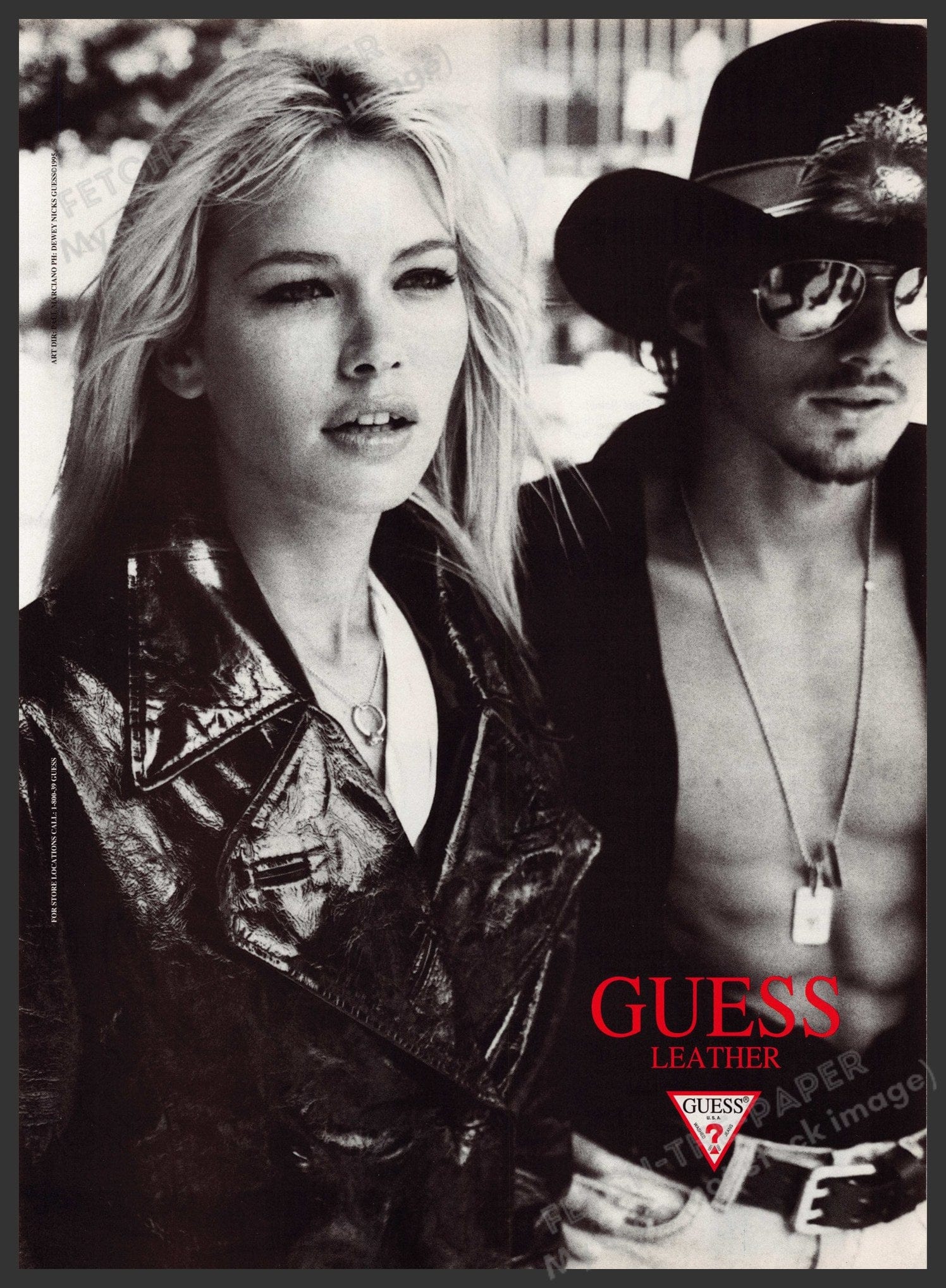 Guess Leather Valeria Mazza 1995 Vintage Fashion Ad — Fetch-the-Paper