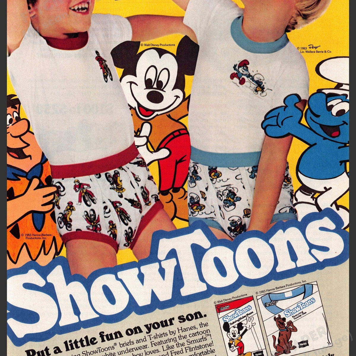 Hanes ShowToons 1980s Print Advertisement Ad 1983 Briefs Cartoon Chara ...
