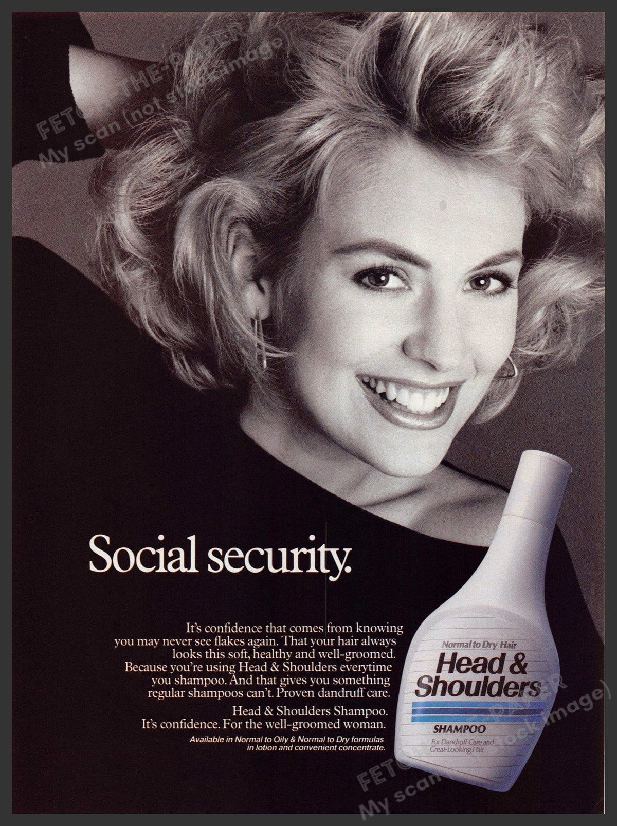 Head & Shoulders 1980s Print Advertisement Ad 1987 Hair "Social securi ...