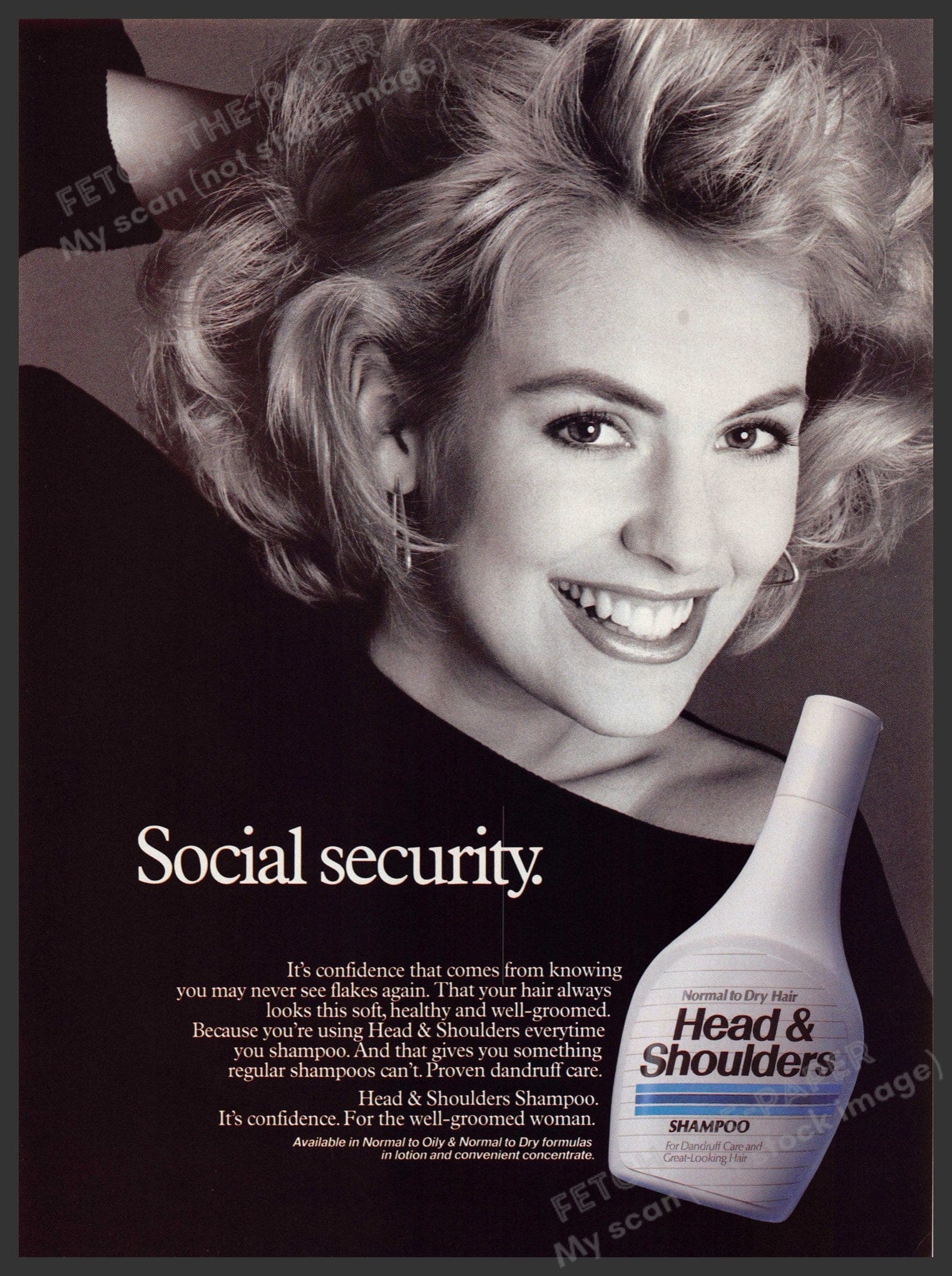 Head & Shoulders 1980s Print Advertisement Ad 1987 Hair "Social securi ...