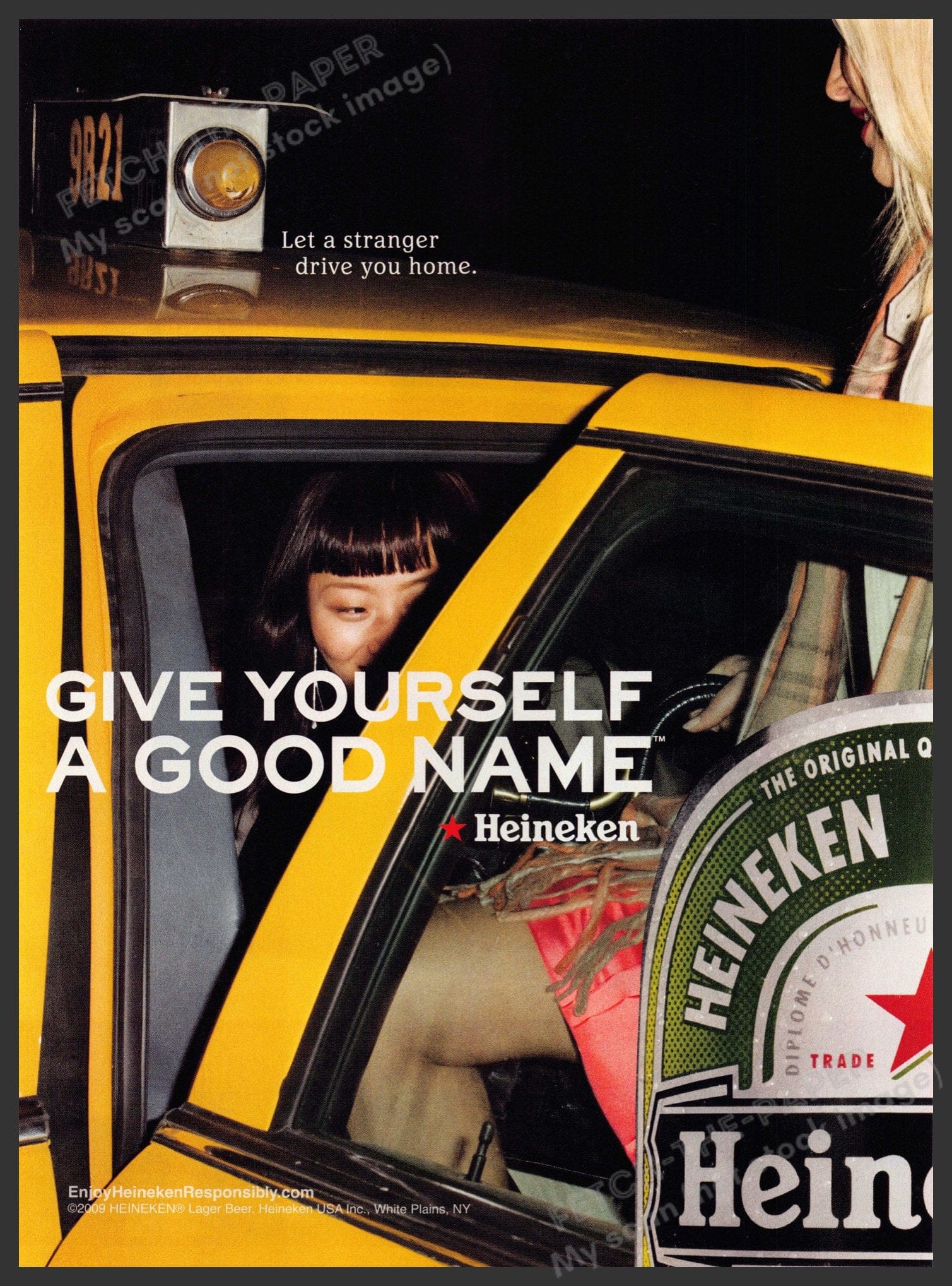 Heineken Yellow Cab 2000s Print Advertisement Ad 2009 — Fetch-the-Paper