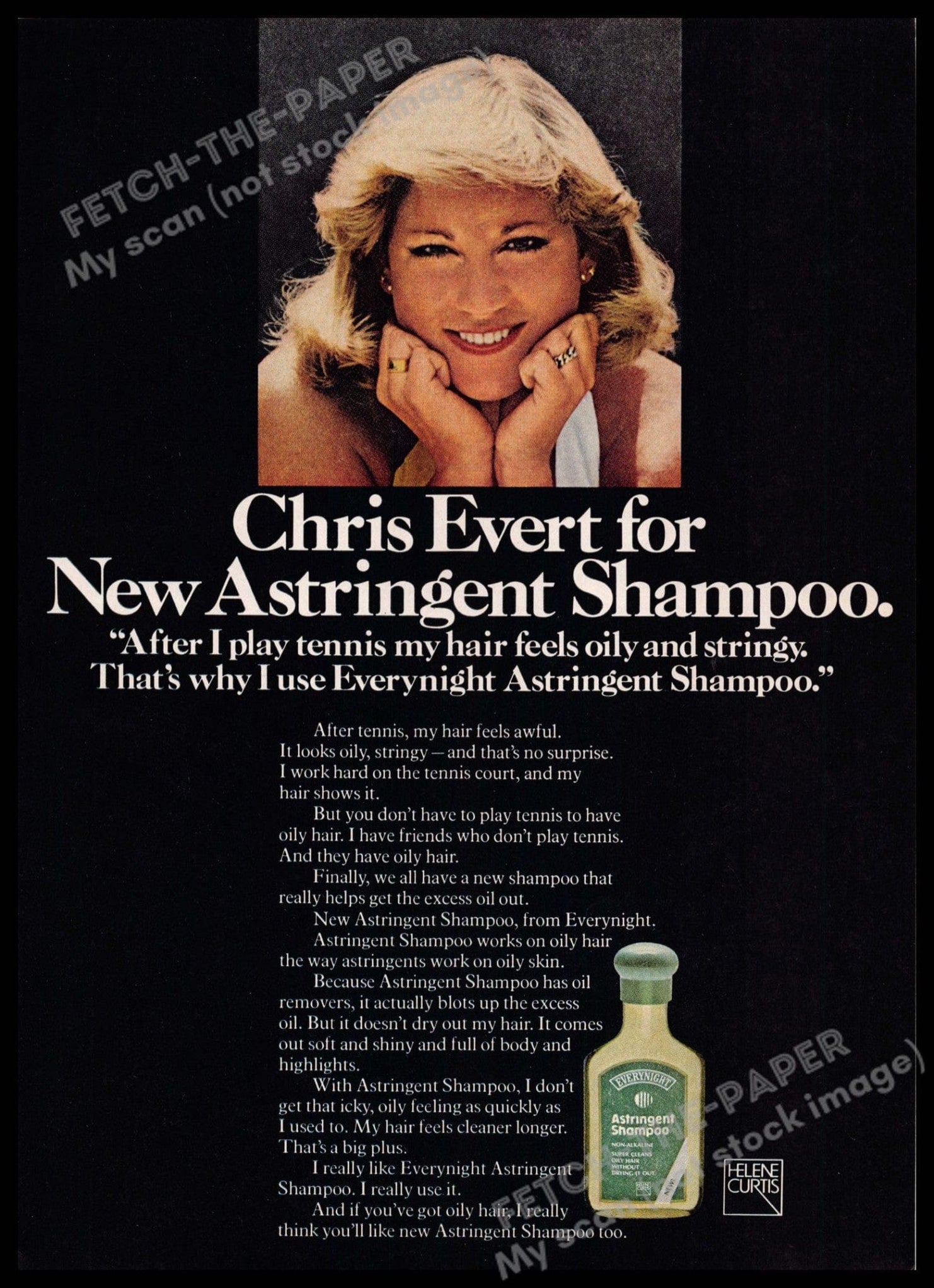Helene Curtis 1970s Print Advertisement 1977 Chris Evert Tennis Pro Ha ...