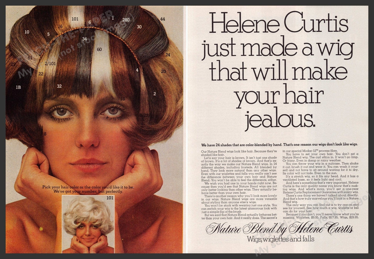 Helene Curtis Wig Hair 1960s Print Advertisement Ad (2 pages) 1969 ...