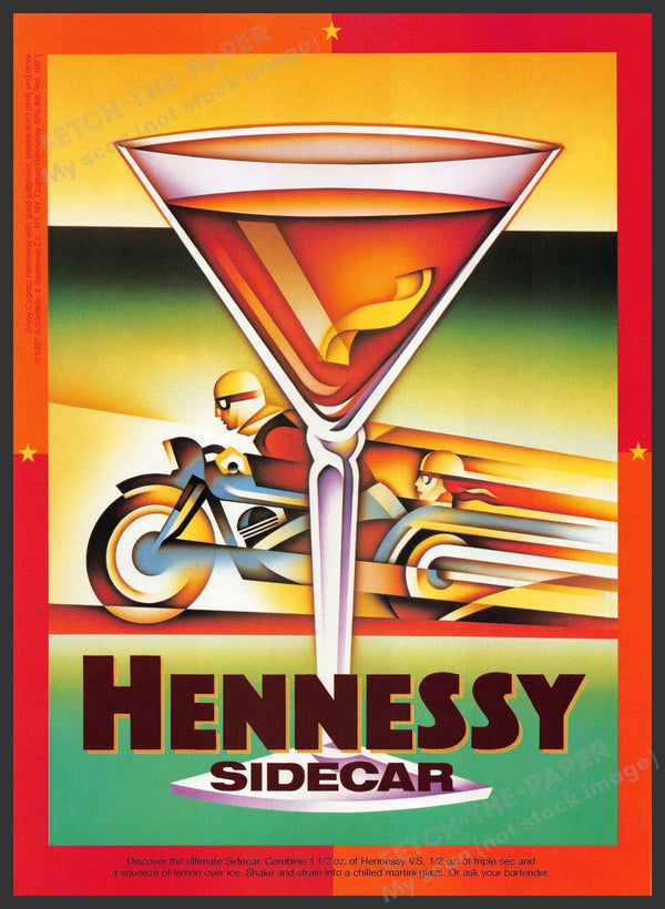 Hennessy 1990s Print Advertisement Ad 1998 Sidecar Motorcycle Racing G ...