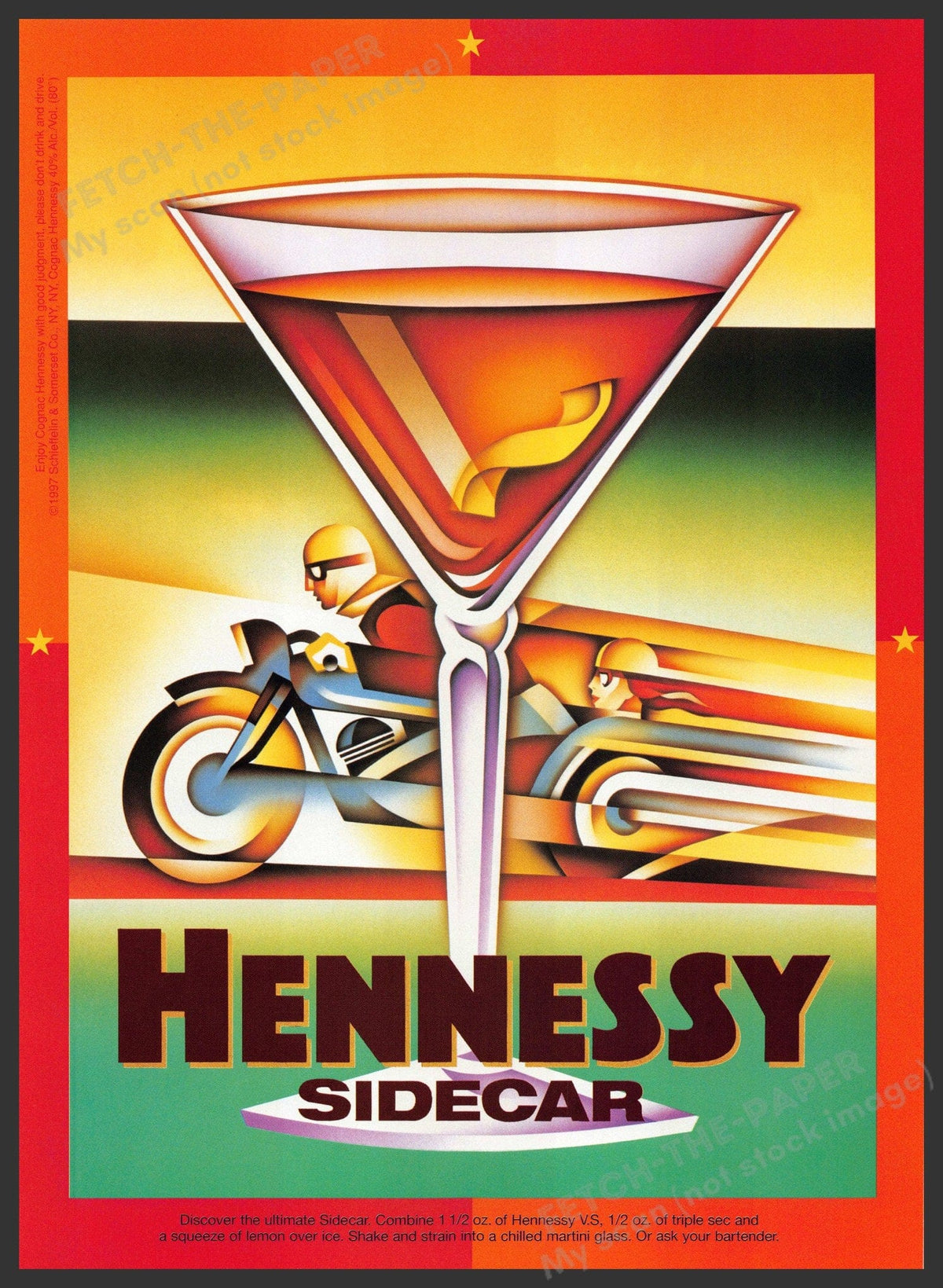 Hennessy 1990s Print Advertisement Ad 1998 Sidecar Motorcycle Racing G ...