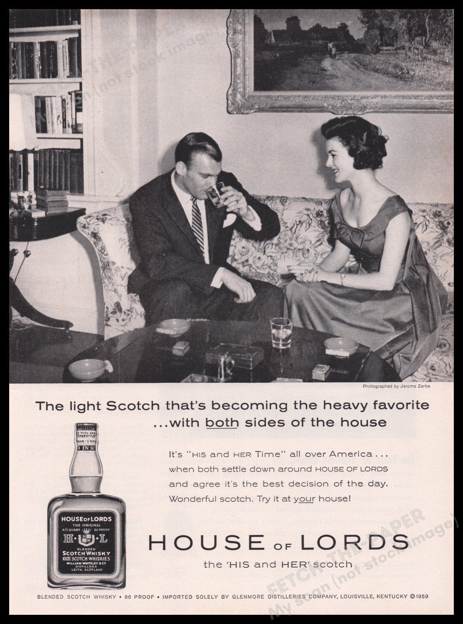 House of Lords Scotch Whisky "His and Hers" 1950s Print Advertisement ...