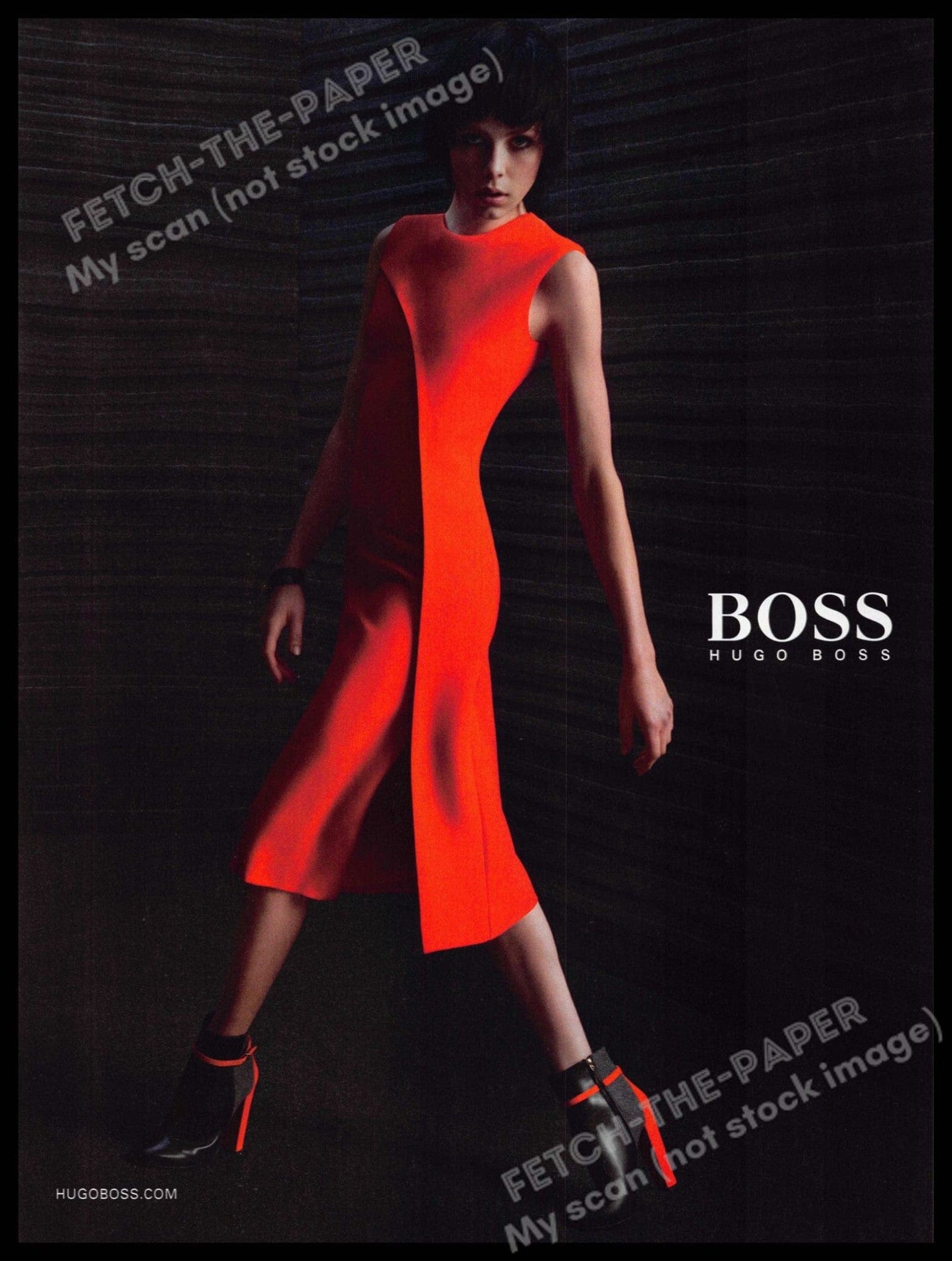 Hugo Boss 2015 Magazine Print Ad with Edie Campbell in Red Dress ...