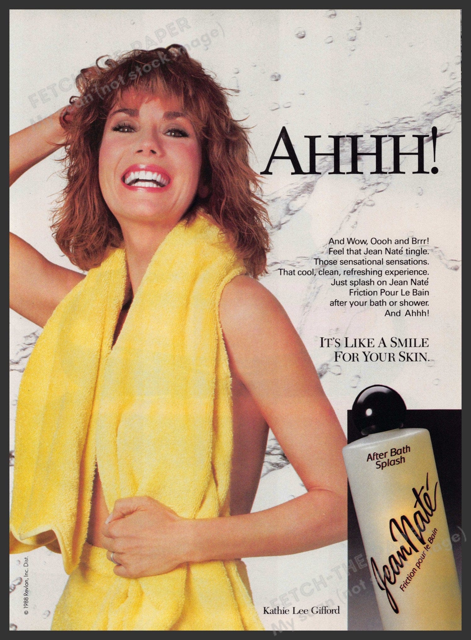 Jean Nate Body Splash 1980s Print Advertisement 1989 Kathie Lee Giffor ...