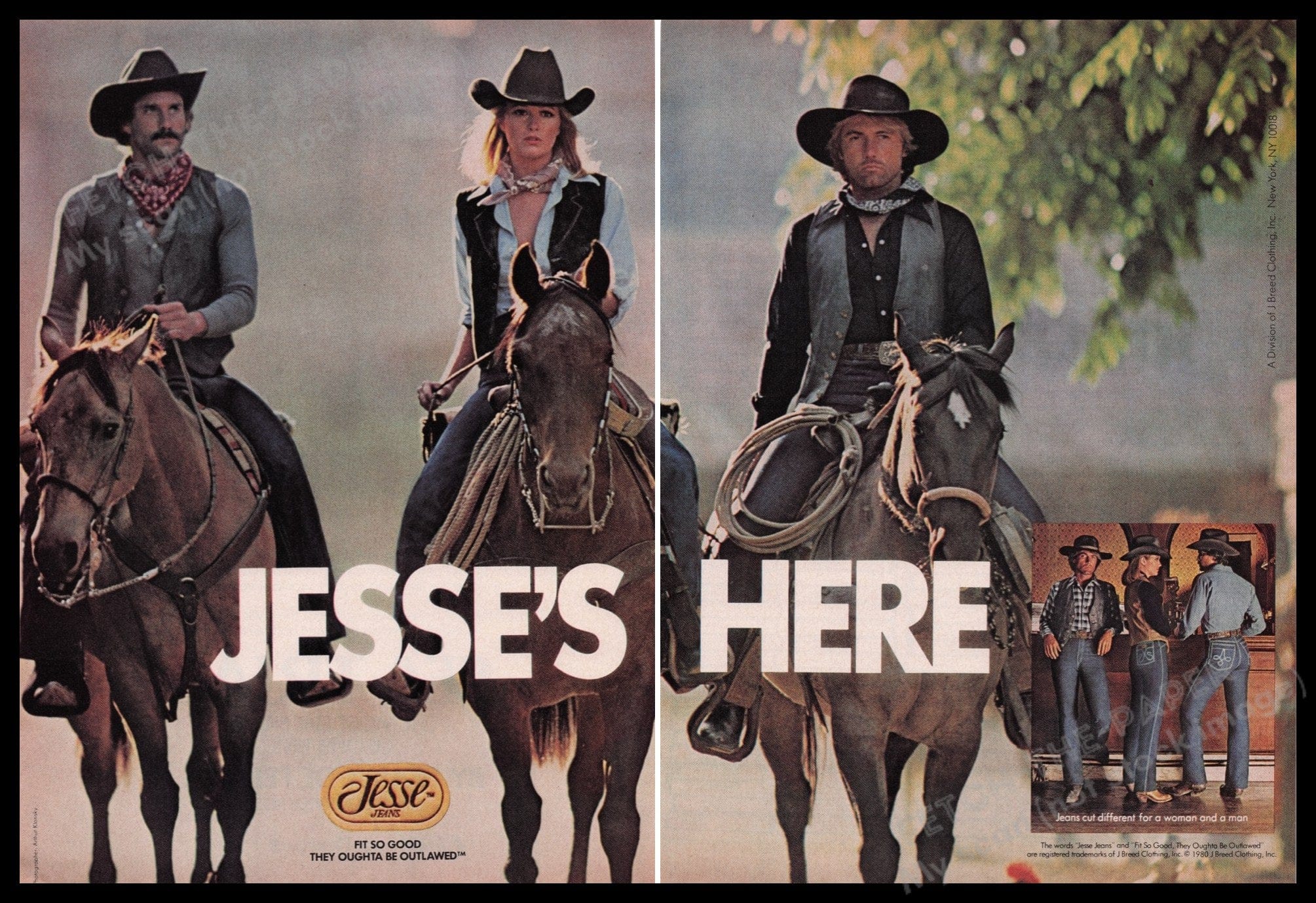 Jesse Jeans Western 1980s Print Advertisement (2 pages) 1980 Tight Sal ...