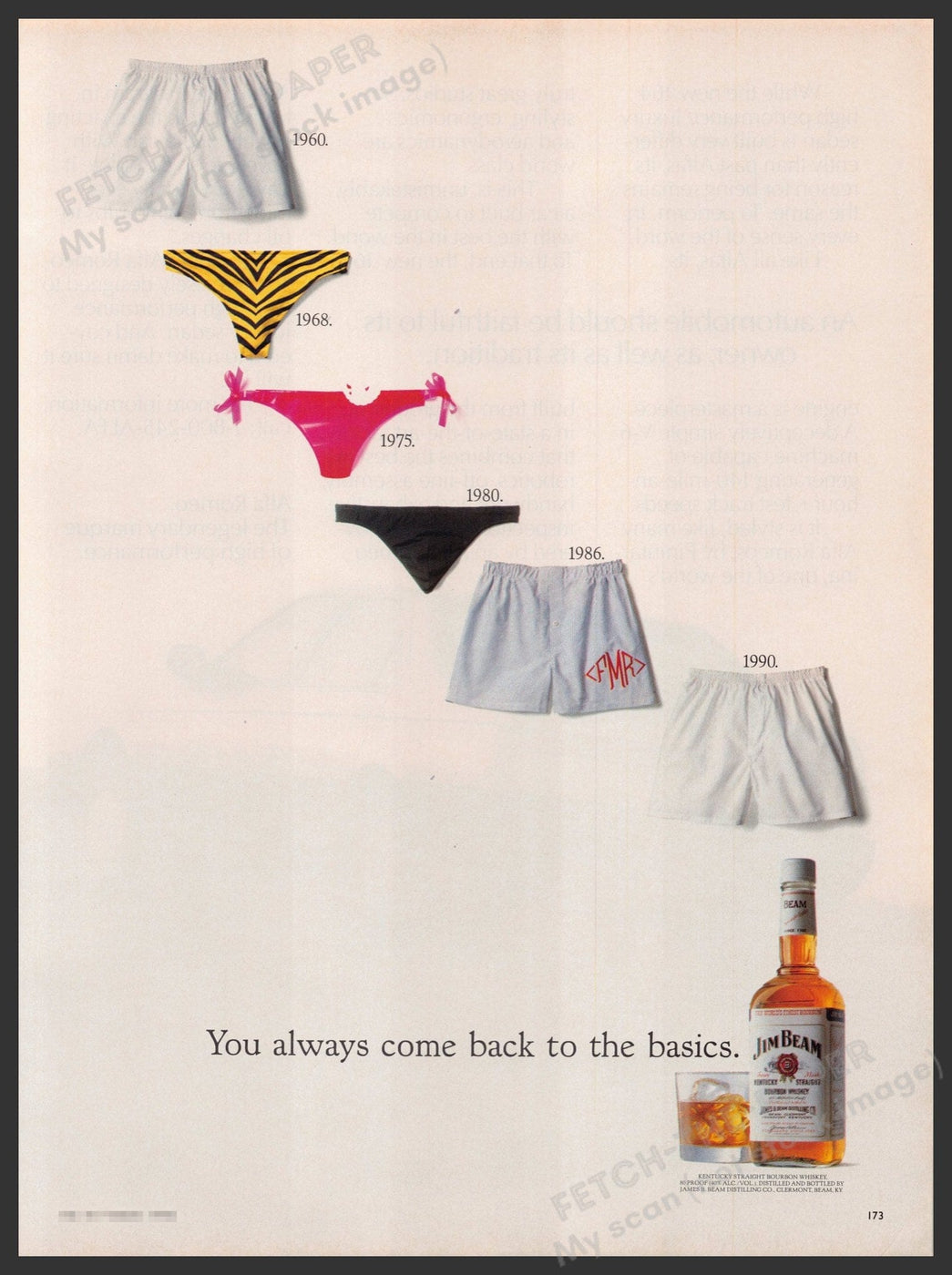 Jim Beam Underwear 1990s Print Ad - Vintage Collectible — Fetch-the-Paper