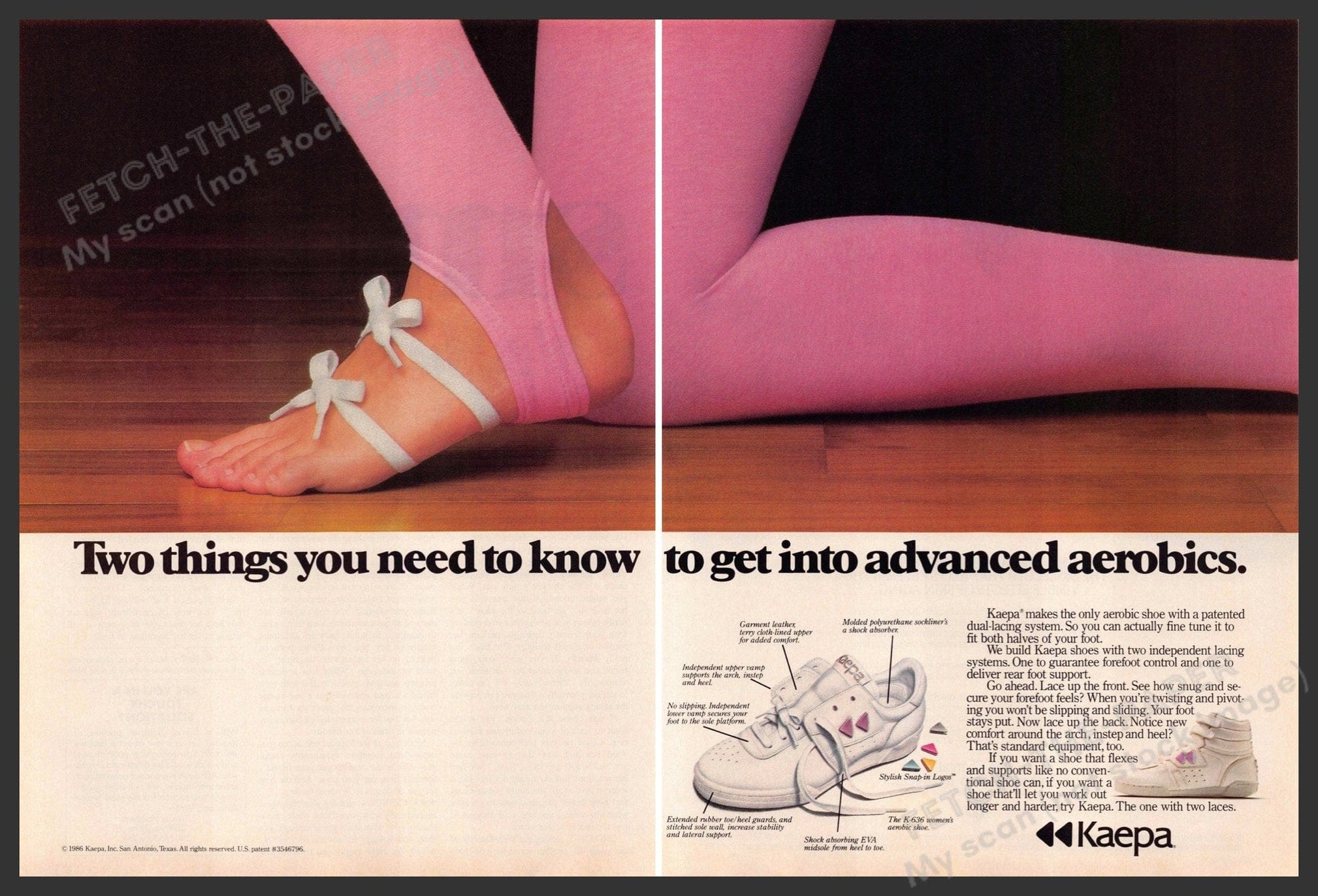 Kaepa 1980s Magazine Print Advertisement (2 pages) 1986 Aerobics Foot ...