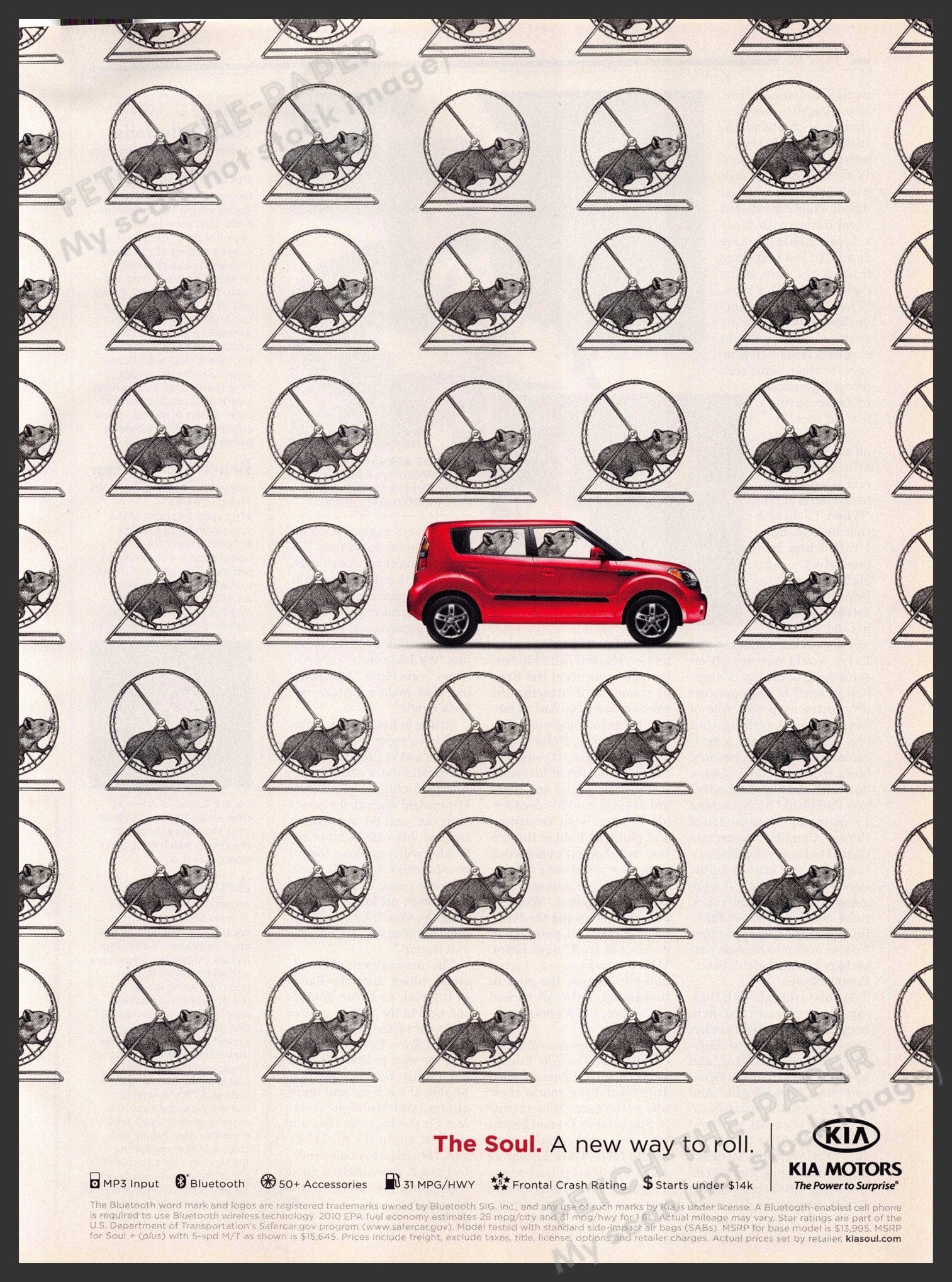 2009 Kia Soul Print Ad - Hamster Wheel Theme "A New Way to Roll ...