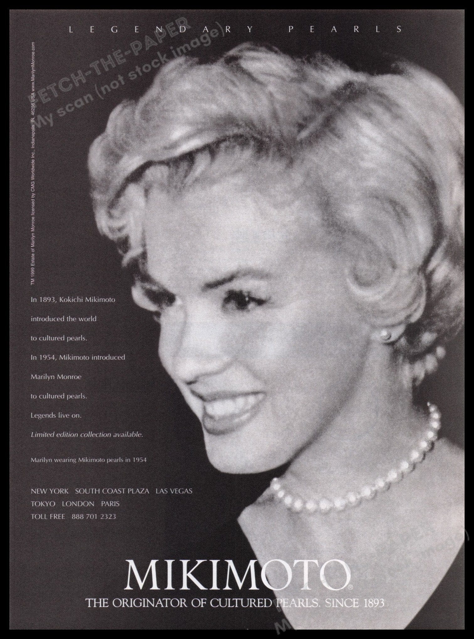 Kokichi Mikimoto Marilyn Monroe Pearls 1990s Print Advertisement Ad 19 ...