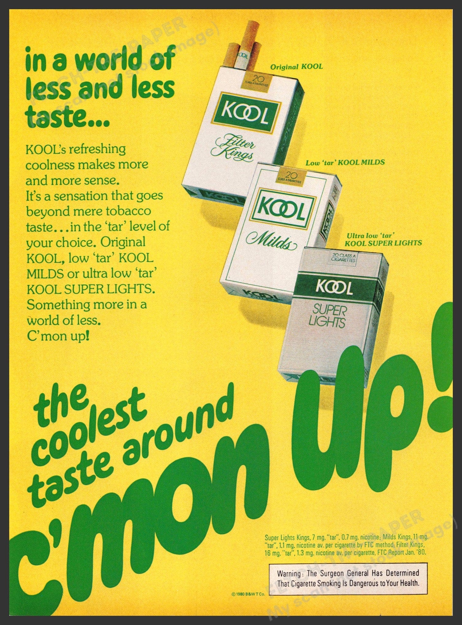 Kool 1980s Magazine Print Advertisement 1981 "C'mon up!" — Fetch-the-Paper