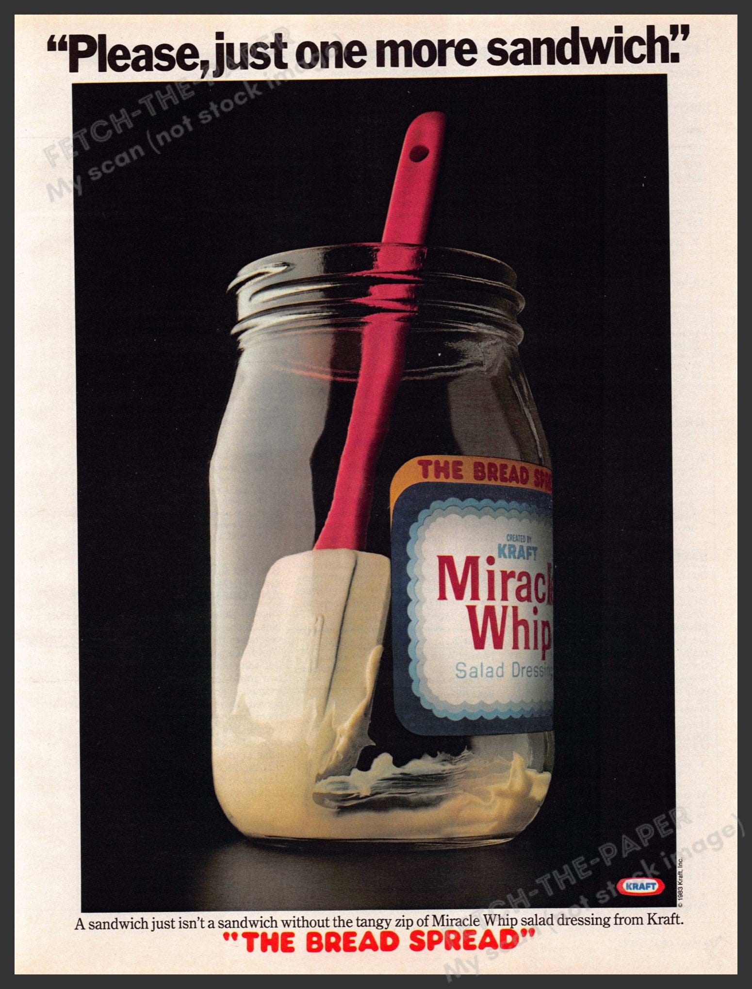 Kraft Miracle Whip 1980s Print Advertisement Ad 1983 "...just one more ...