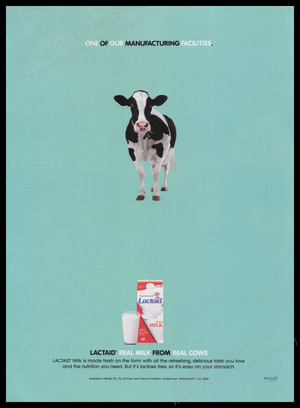 Lactaid Milk 2000s Print Advertisement Ad 2004 Diary Cow — Fetch-the-Paper