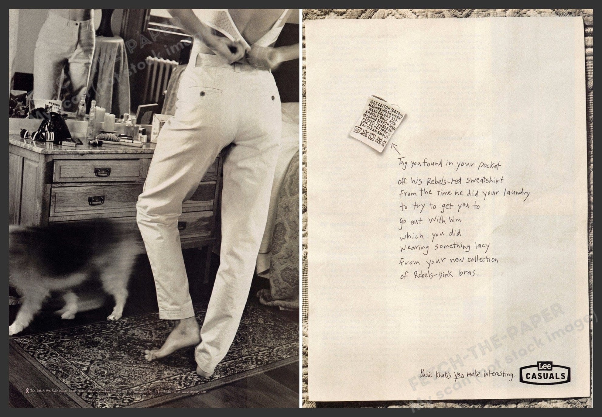 Lee Casuals 1990s Magazine Print Advertisement (2 pages) 1998 Bedroom — Fetch-the-Paper