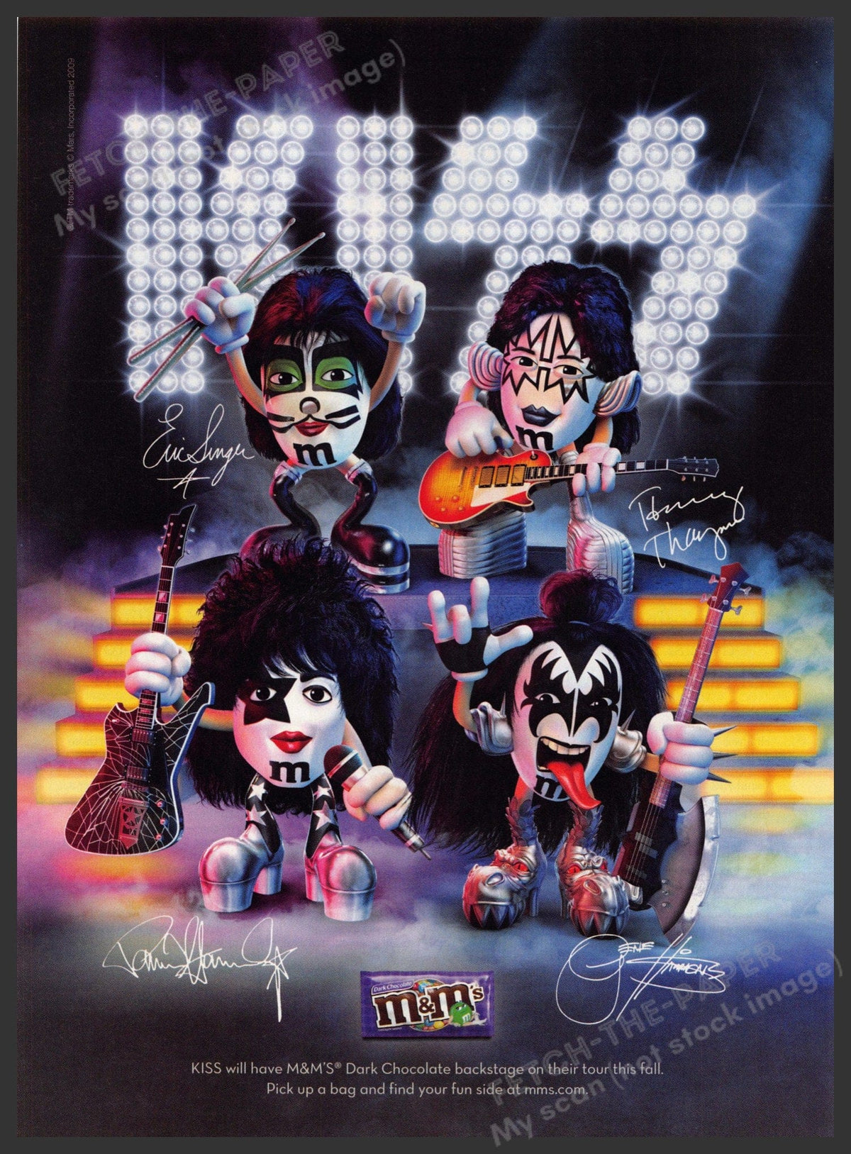 M&M's Kiss Band 2000s Print Advertisement Ad 2009 — Fetch-the-Paper