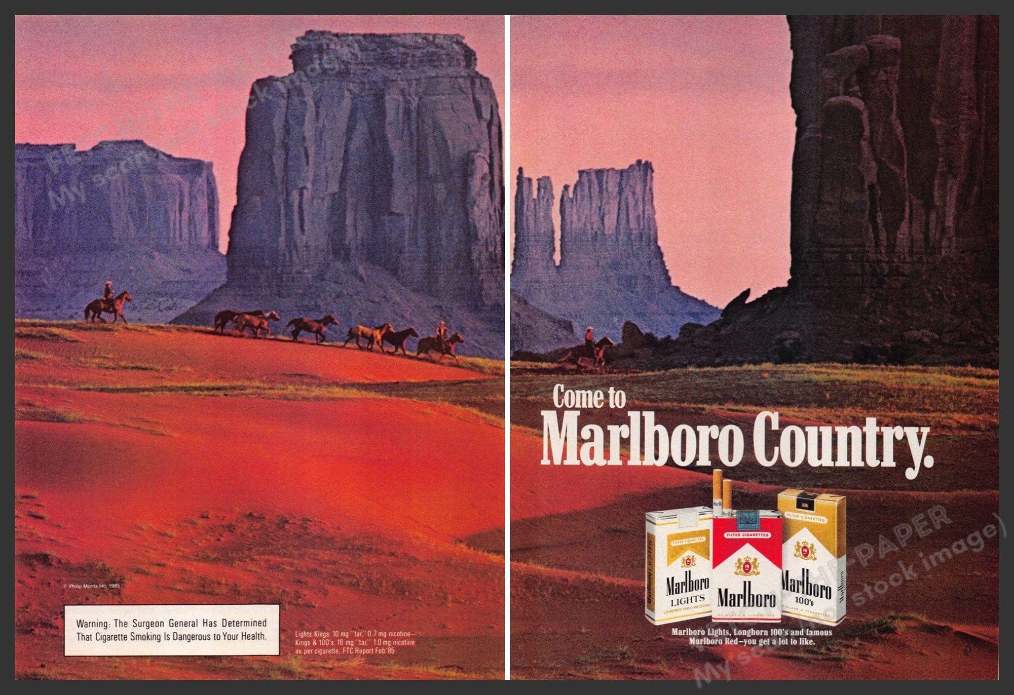 Marlboro 1980s Print Advertisement (2 page) 1985 Cowboys Monument Vall ...
