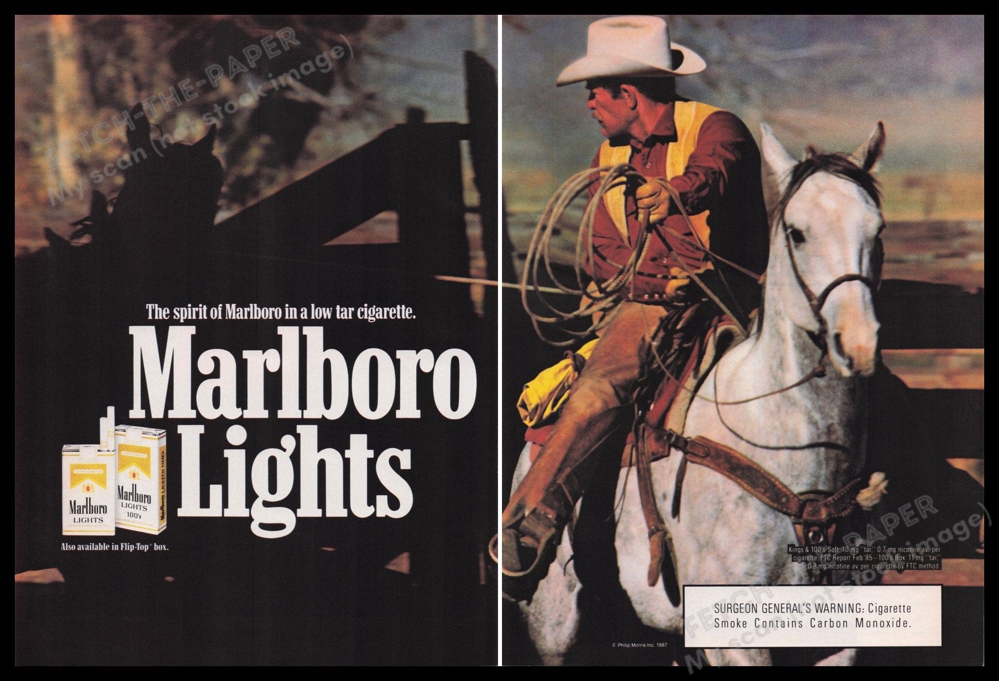 Marlboro Lights Darrell Winfield Roping 1980s Print Advertisement (2 p ...