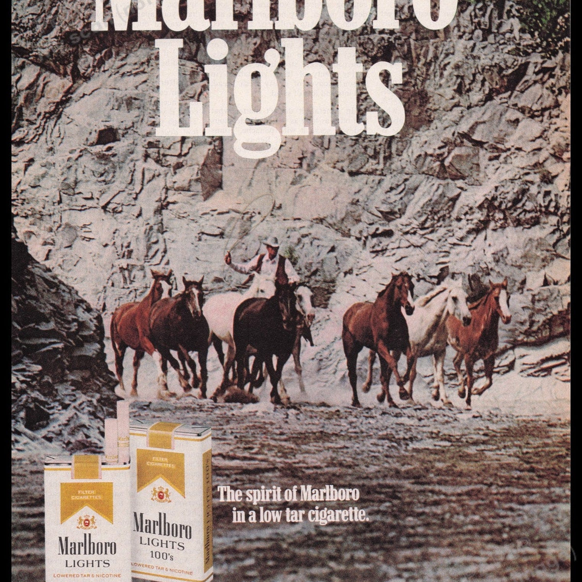 Marlboro Lights Cigarettes 1980s Print Advertisement Ad 1980 Canyon Ro ...