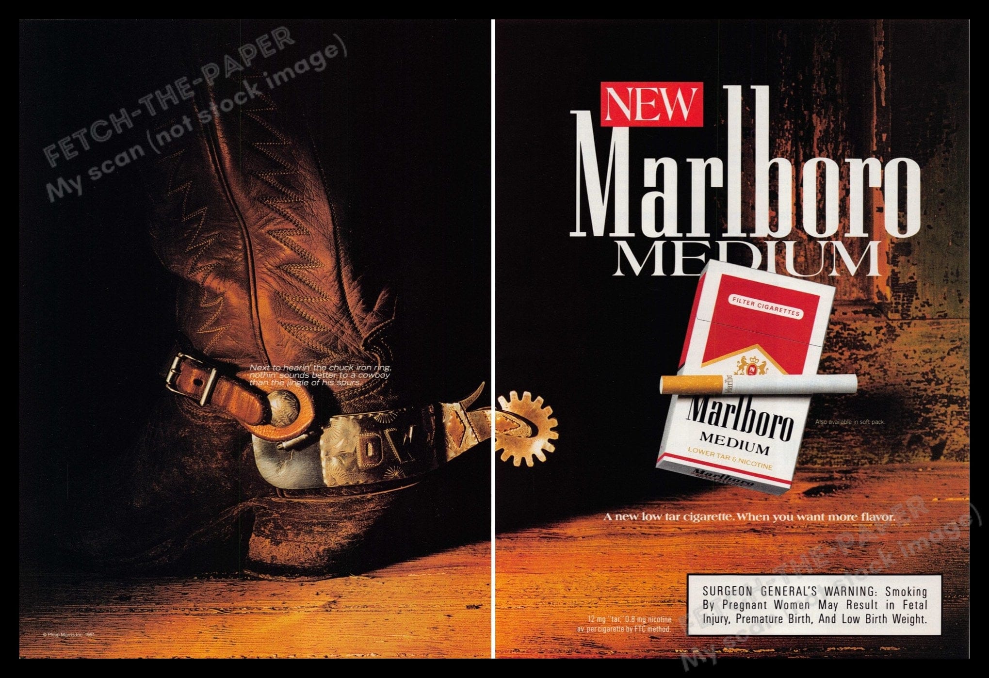 Marlboro Medium Cigarettes 1990s Print Advertisement (2 Pg) 1991 Cowbo ...