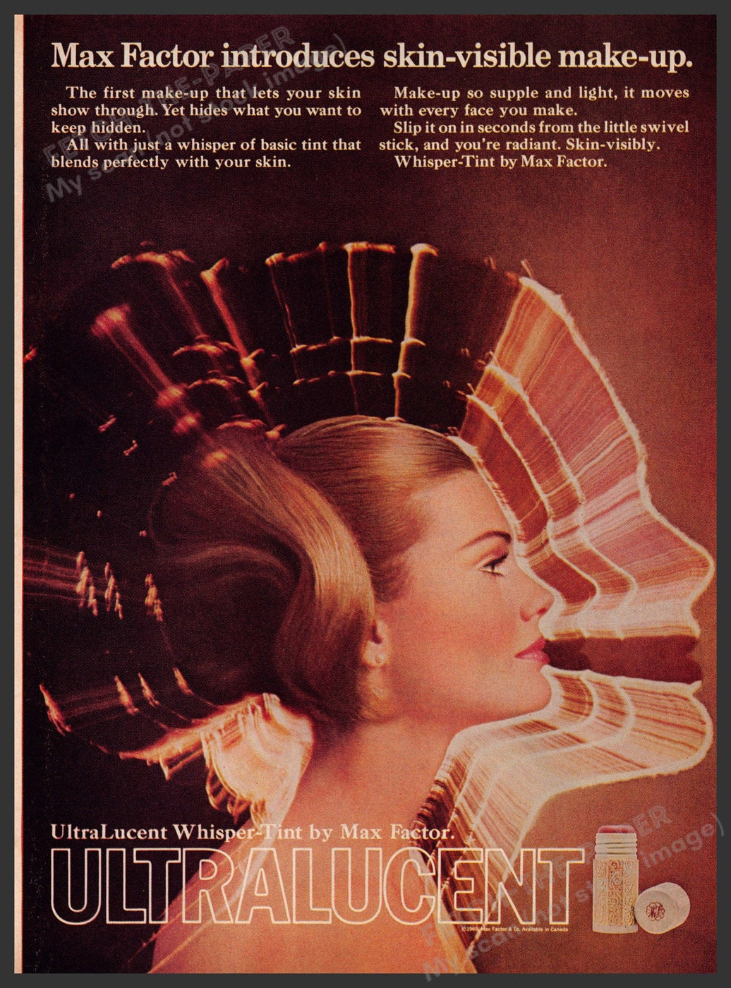 Vintage 1969 Max Factor Ultralucent Whisper Tint Ad — Fetch-the-Paper