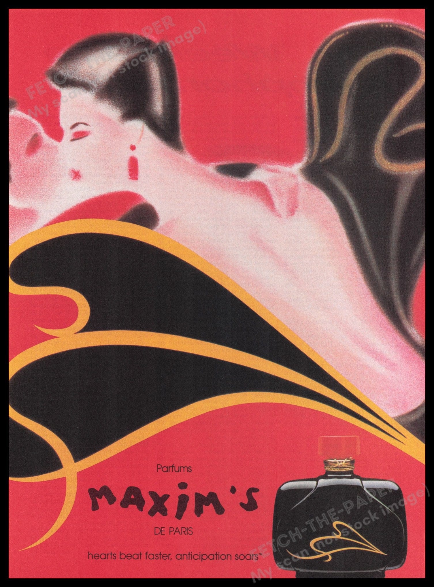 Maxim's Parfums Paris 1980s Print Advertisement Ad 1985 "Hearts beat f ...