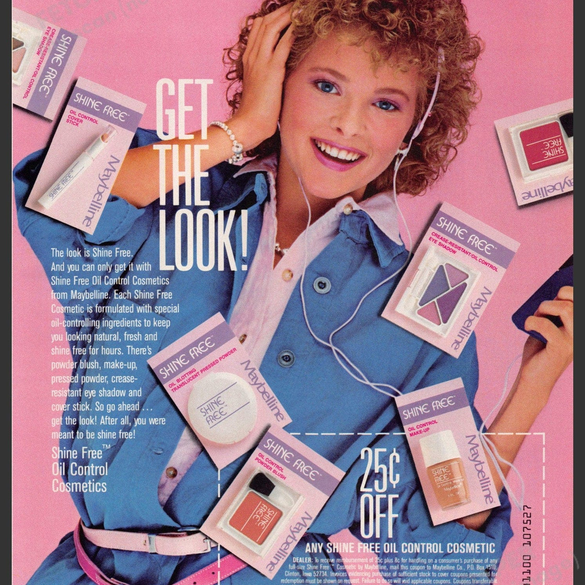 Maybelline 1980s Print Advertisement 1985 Shine Free Teen Girl with He ...