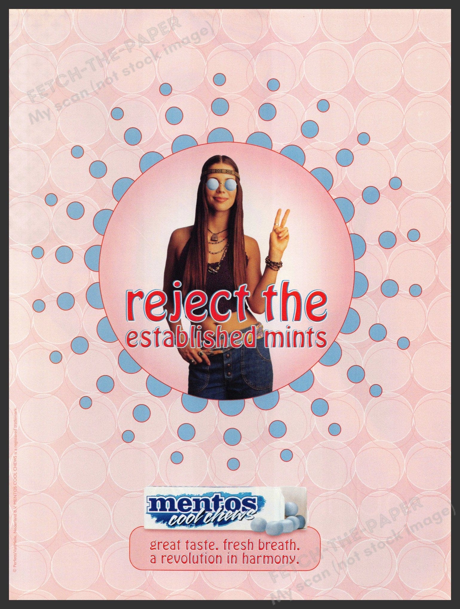 Mentos Cool Chews 2001 Ad - Hippie Girl, Reject Established Mints ...