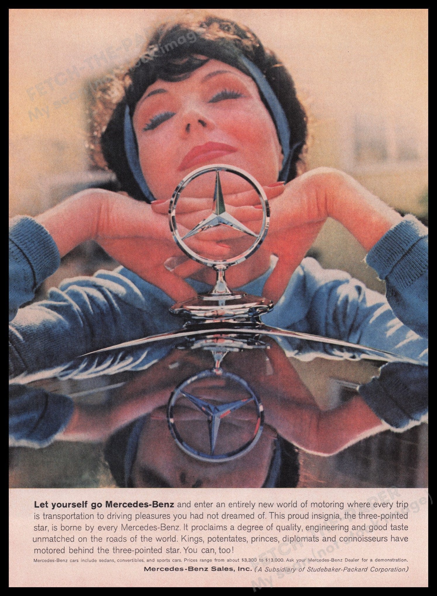 1959 Mercedes-Benz Print Ad with Elegant Woman - 8x11 — Fetch-the-Paper