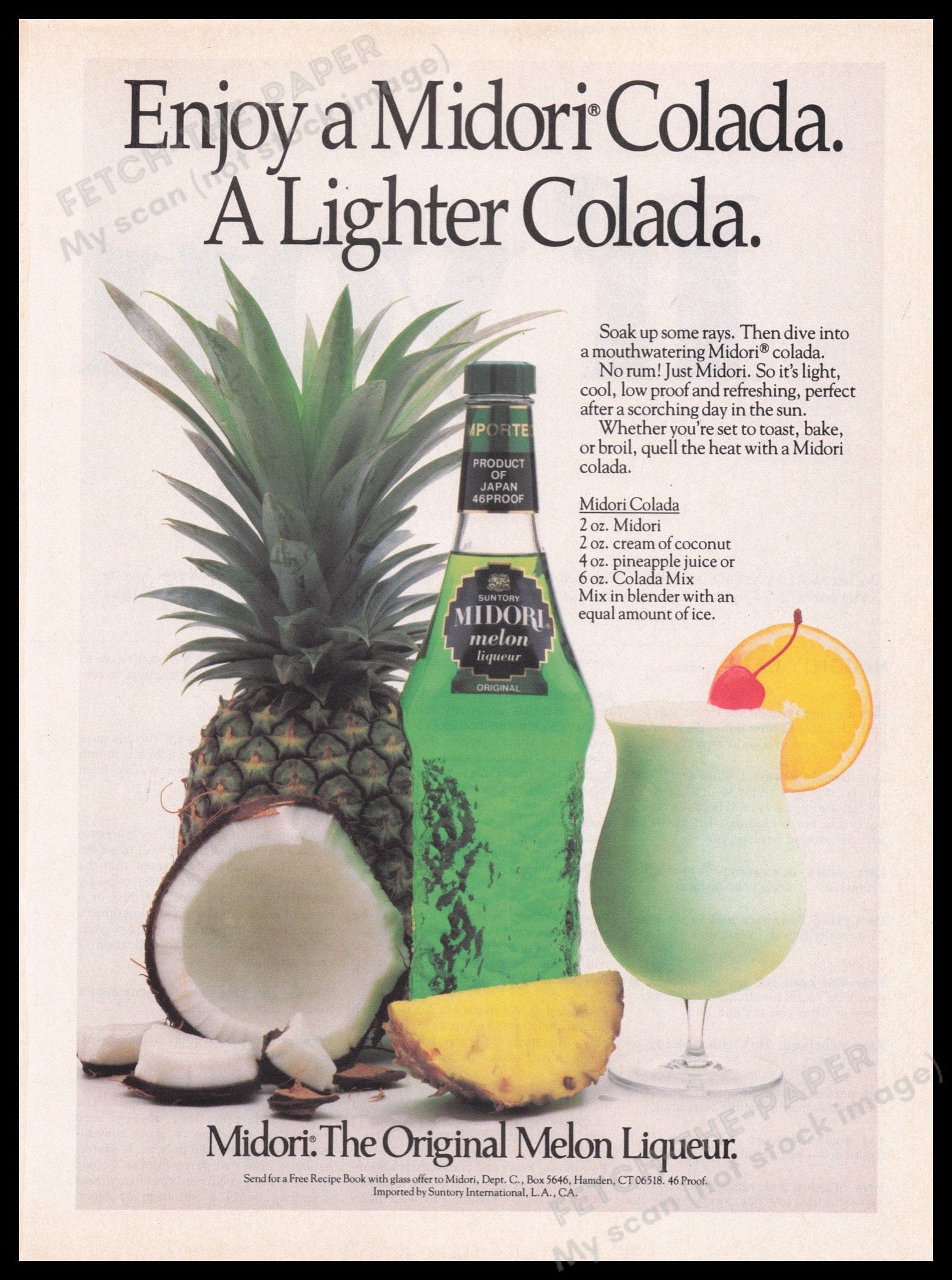 Midori Colada 1985 Vintage Print Ad - Melon Liqueur Recipe — Fetch-the ...