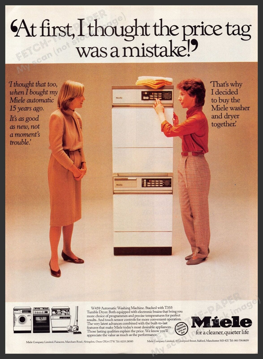 Vintage 1982 Miele W459 Washing Machine & T355 Dryer Print Ad — Fetch ...