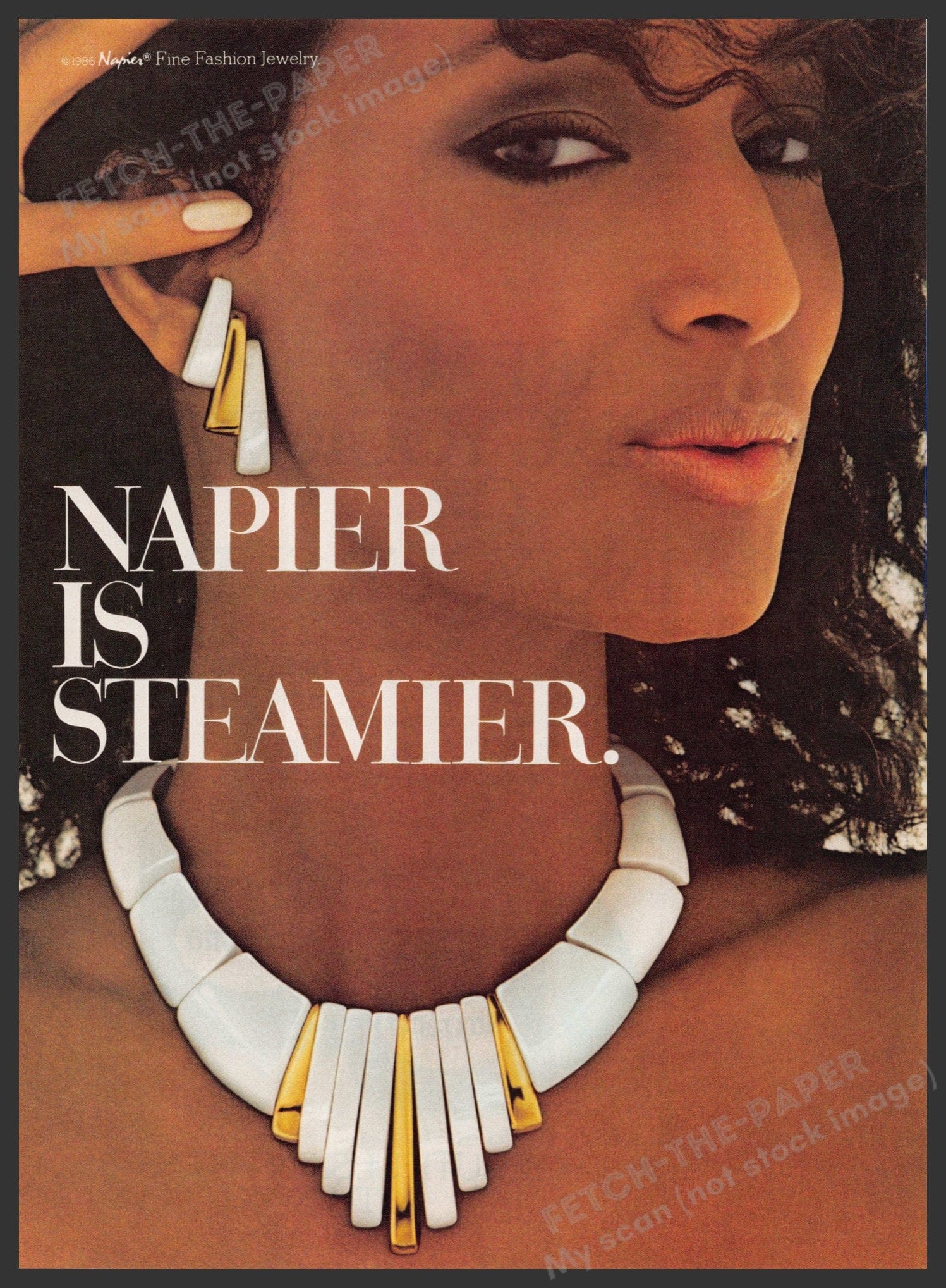 Vintage 1986 Napier Jewelry Ad - "Napier is Steamier" — Fetch-the-Paper