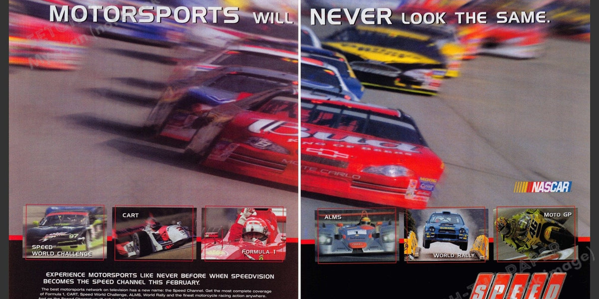 Nascar Speed Channel T.V. 2000s Print Advertisement Ad (2 pages) 2002 ...