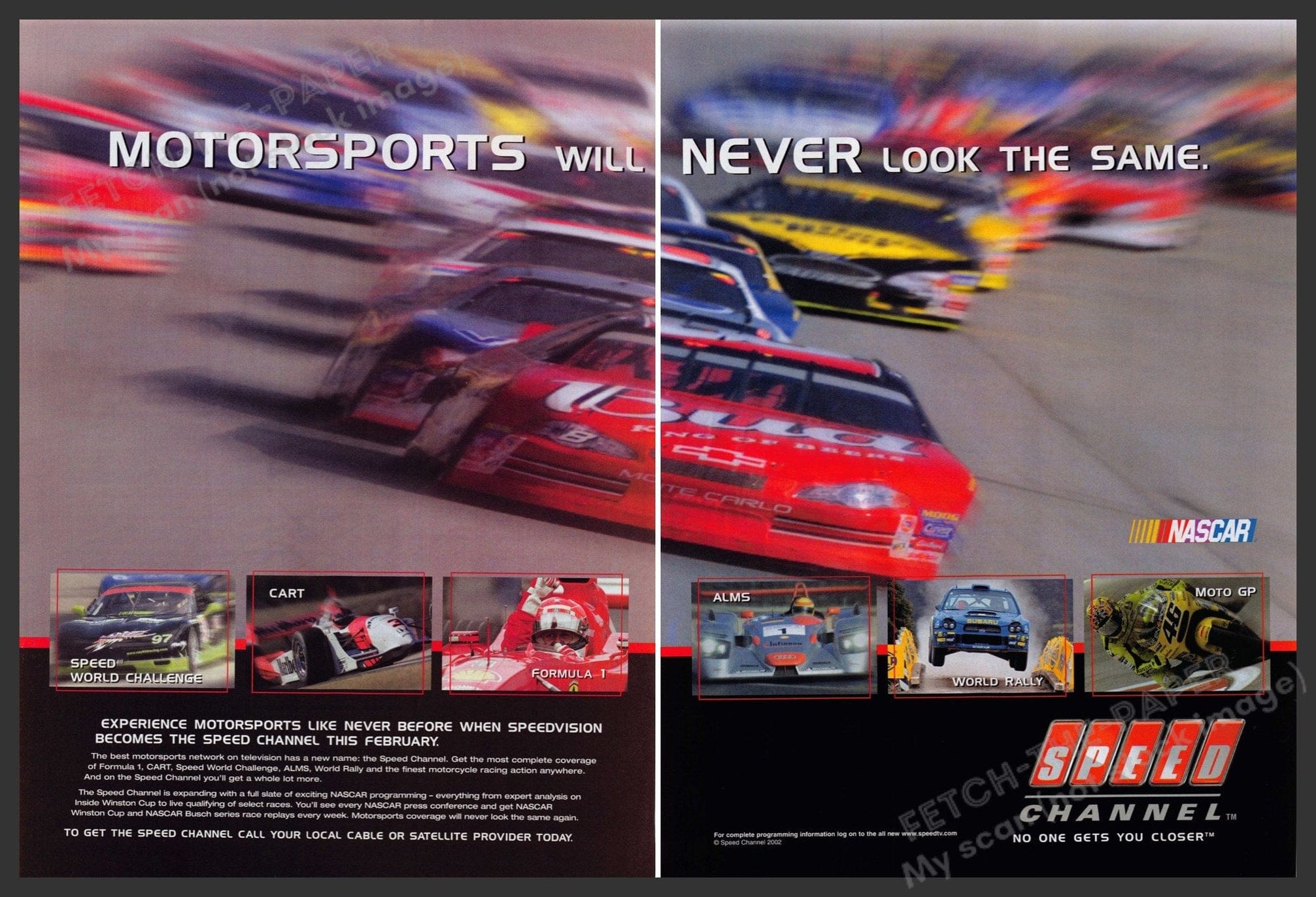 Nascar Speed Channel T.V. 2000s Print Advertisement Ad (2 pages) 2002 ...