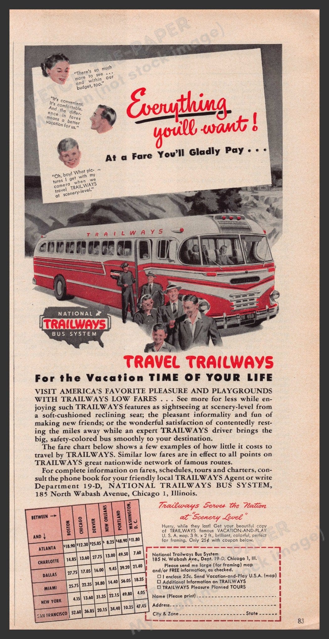 National Trailways Bus System 1940s Print Advertisement Ad 1949 — Fetch ...
